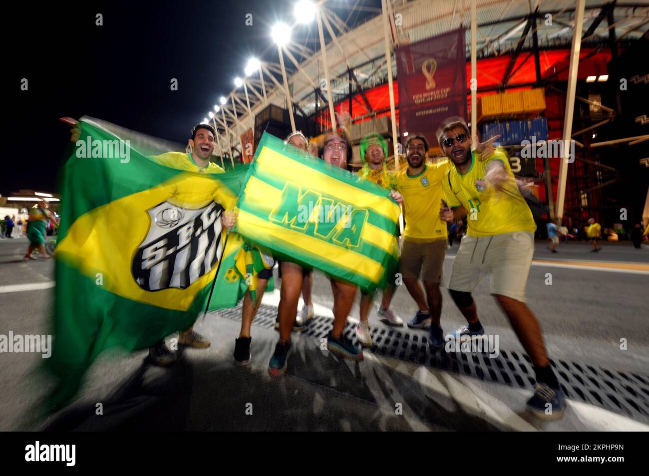 Brazil fans ahead of the FIFA World Cup Group G match at the Stadium ...
