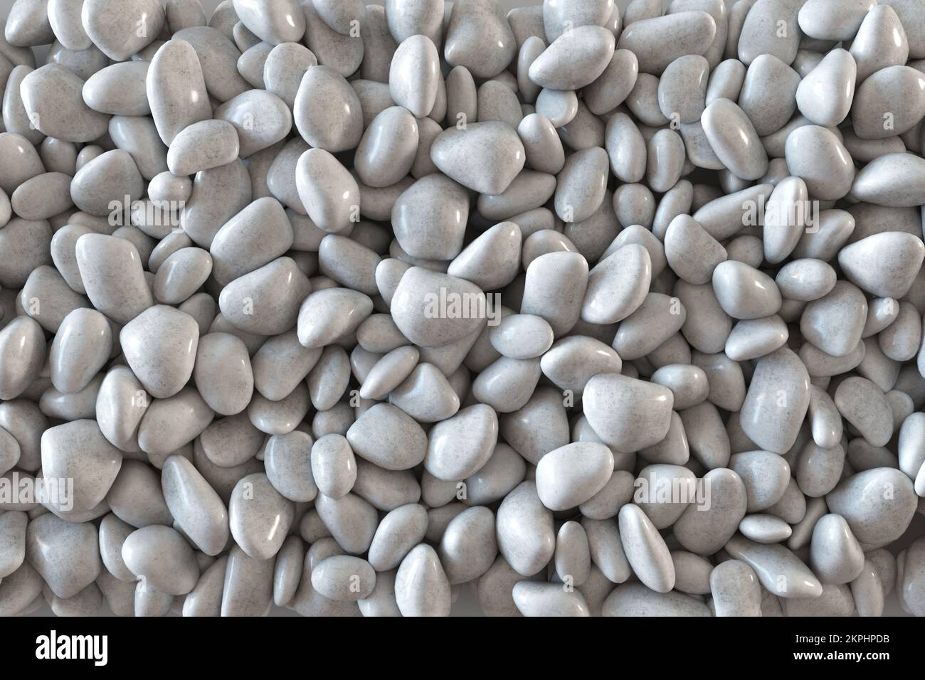 Background texture of stone wall. Light grey pebble stones top view ...