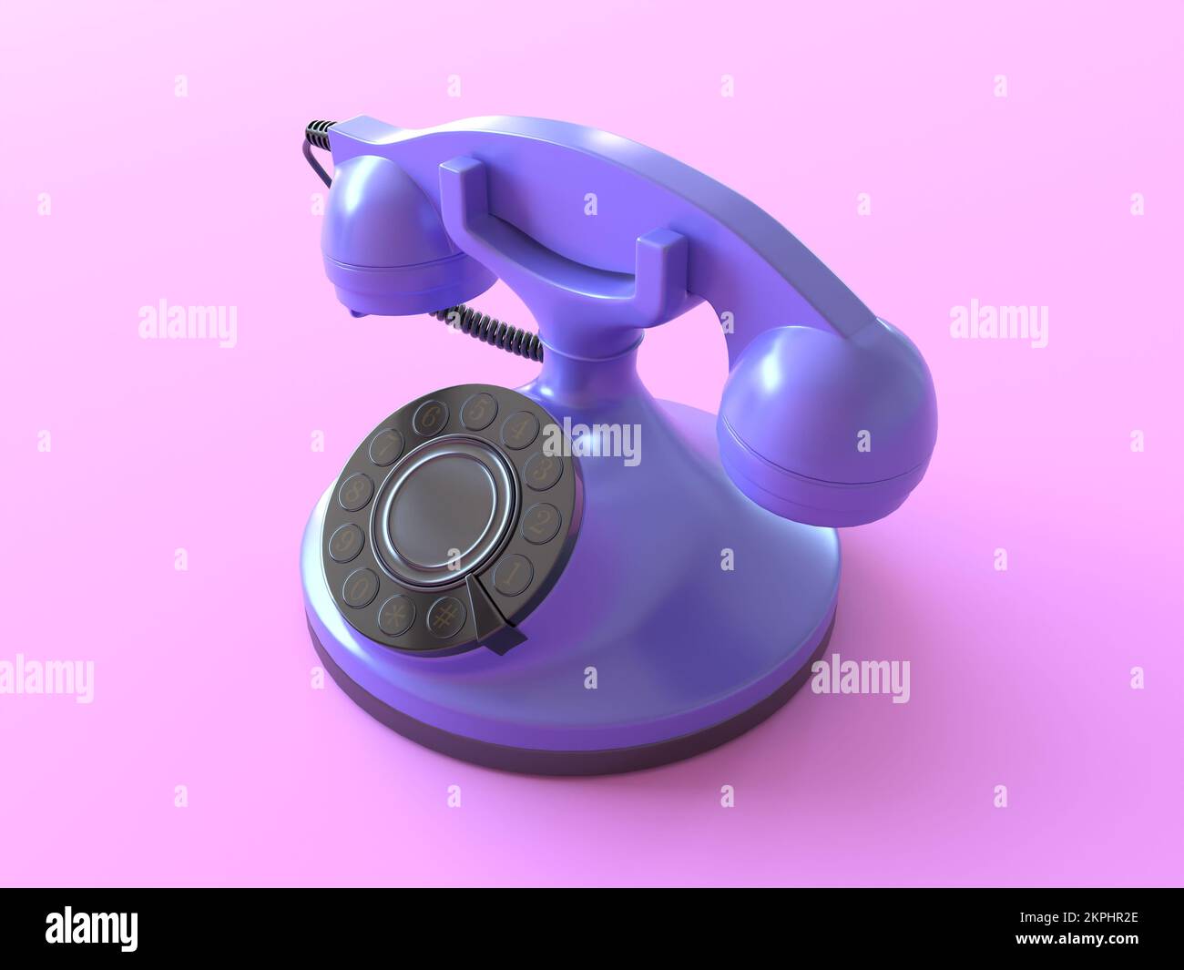 3d Retro phone, vintage phone on pink pastel color background. Old ...