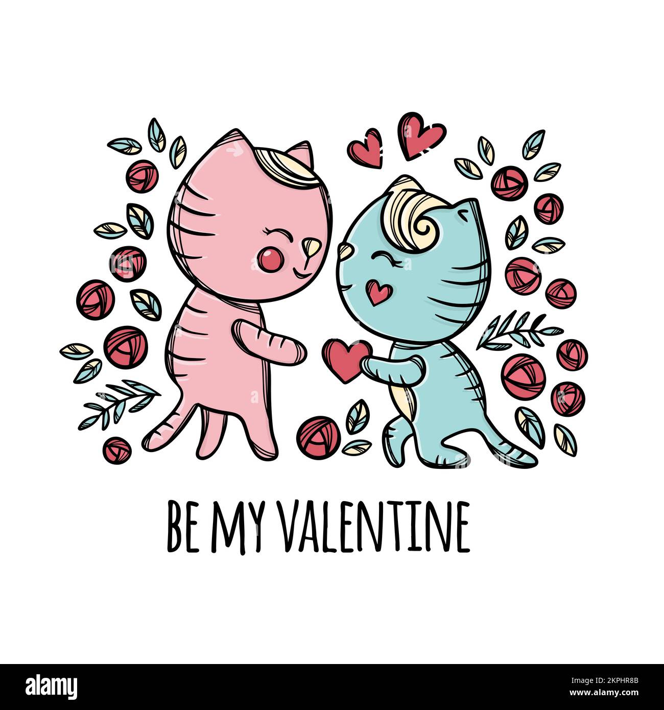 VALENTINE CATS Enamored Kitten Gives His Heart To Sweetheart Standing ...