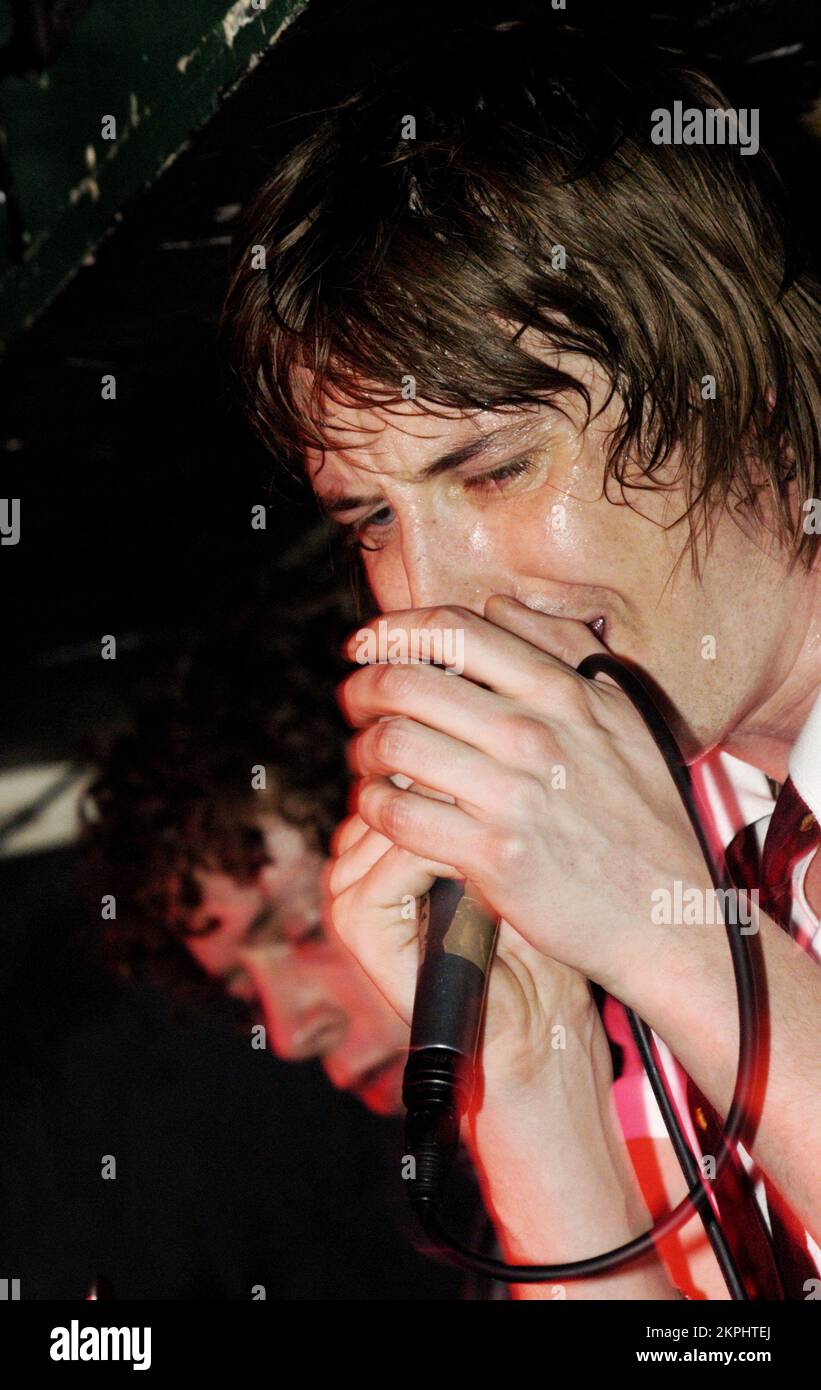 Johnny Cooke singer with the British punk band DOGS at the Barfly Club ...