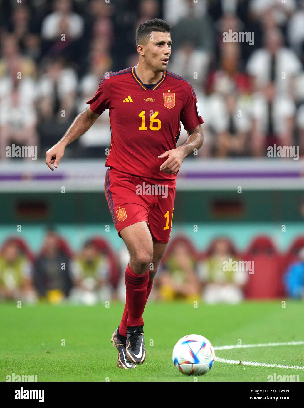 Spain's Rodri during the FIFA World Cup Group E match at the Al Bayt ...