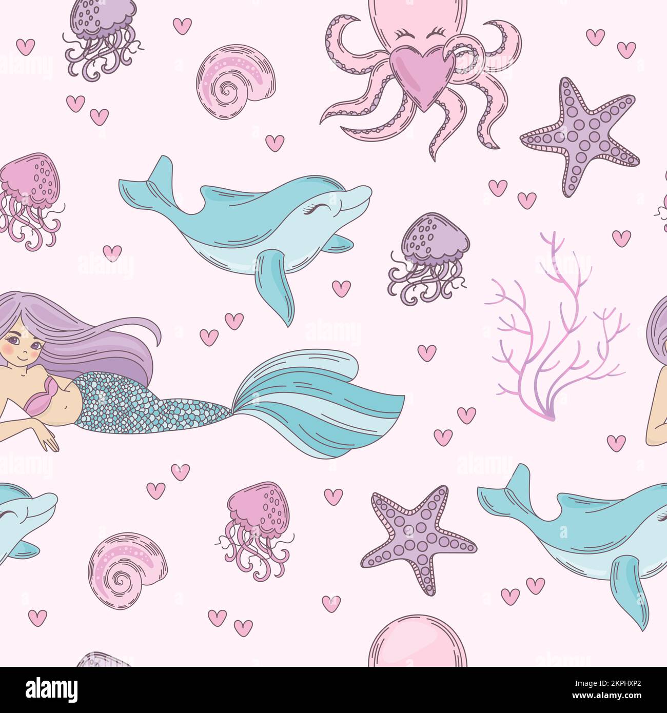 SEA MERMAID Princess Girl Underwater Life Of Animal Of Tropical Ocean ...