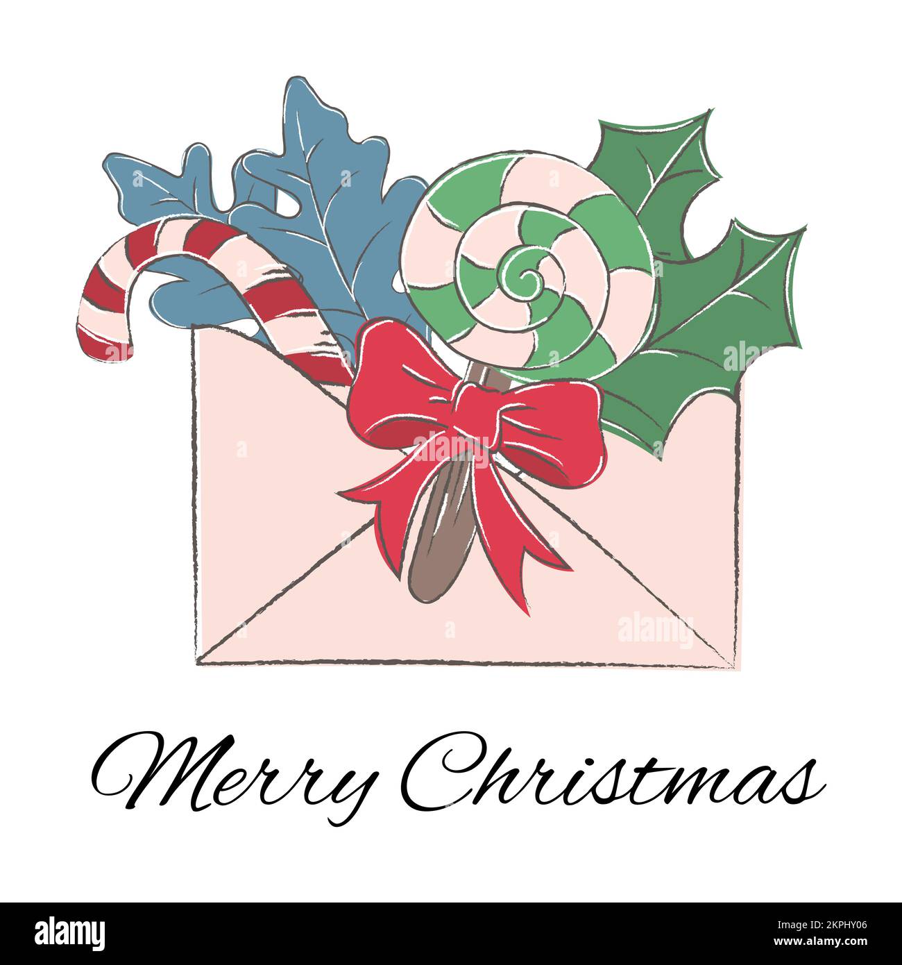 WINTER LETTER With Lollipops Tied With A Red Bow And Gifts Merry ...