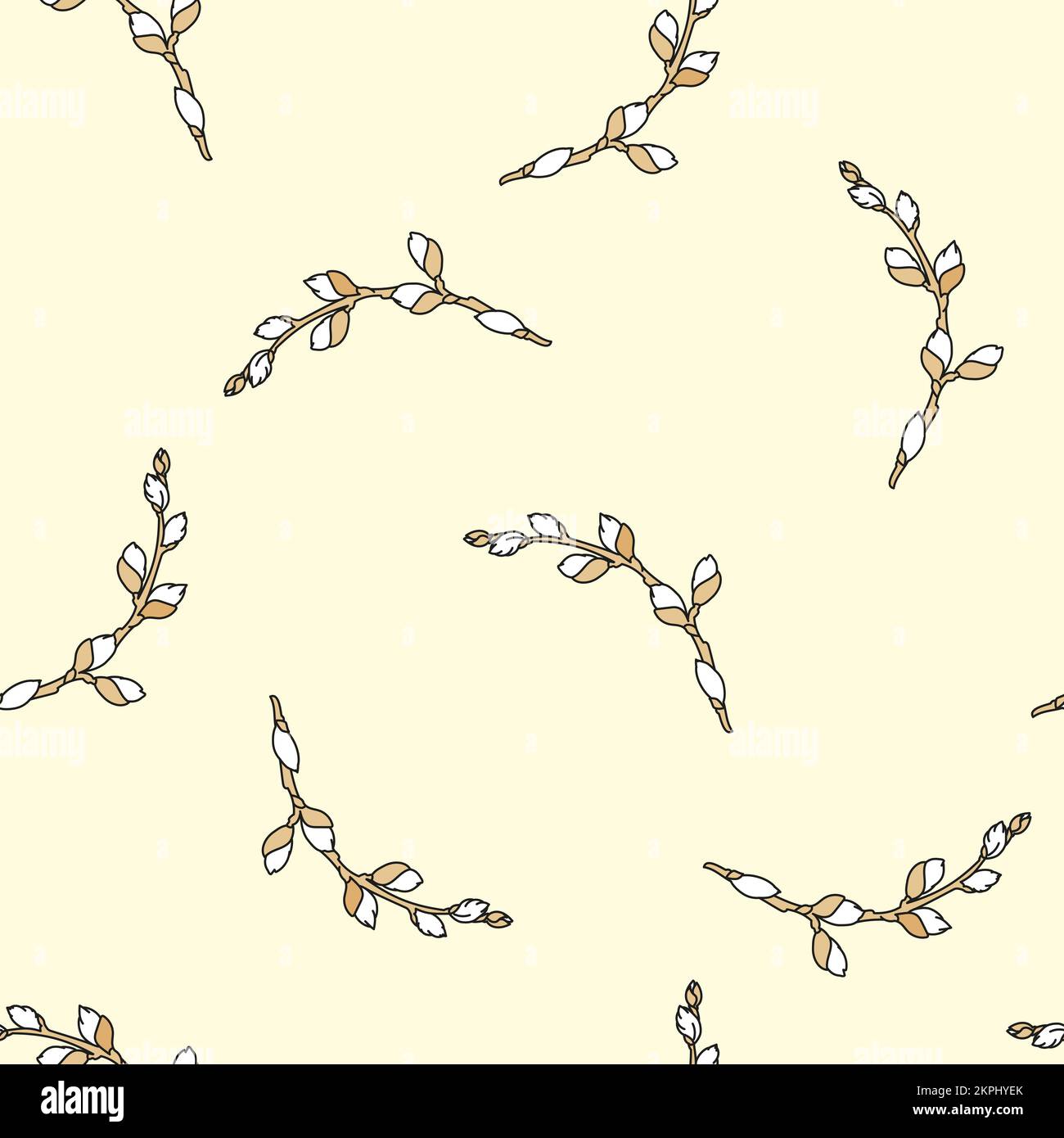 WILLOW BRANCH Gentle Awakening Of Nature In Spring Easter Eve On Yellow ...