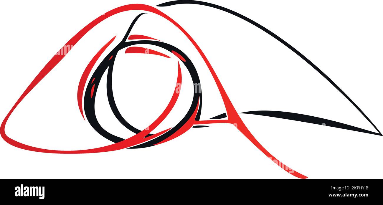 Illustration of flowing simple red and black circular lines. Elegant ...