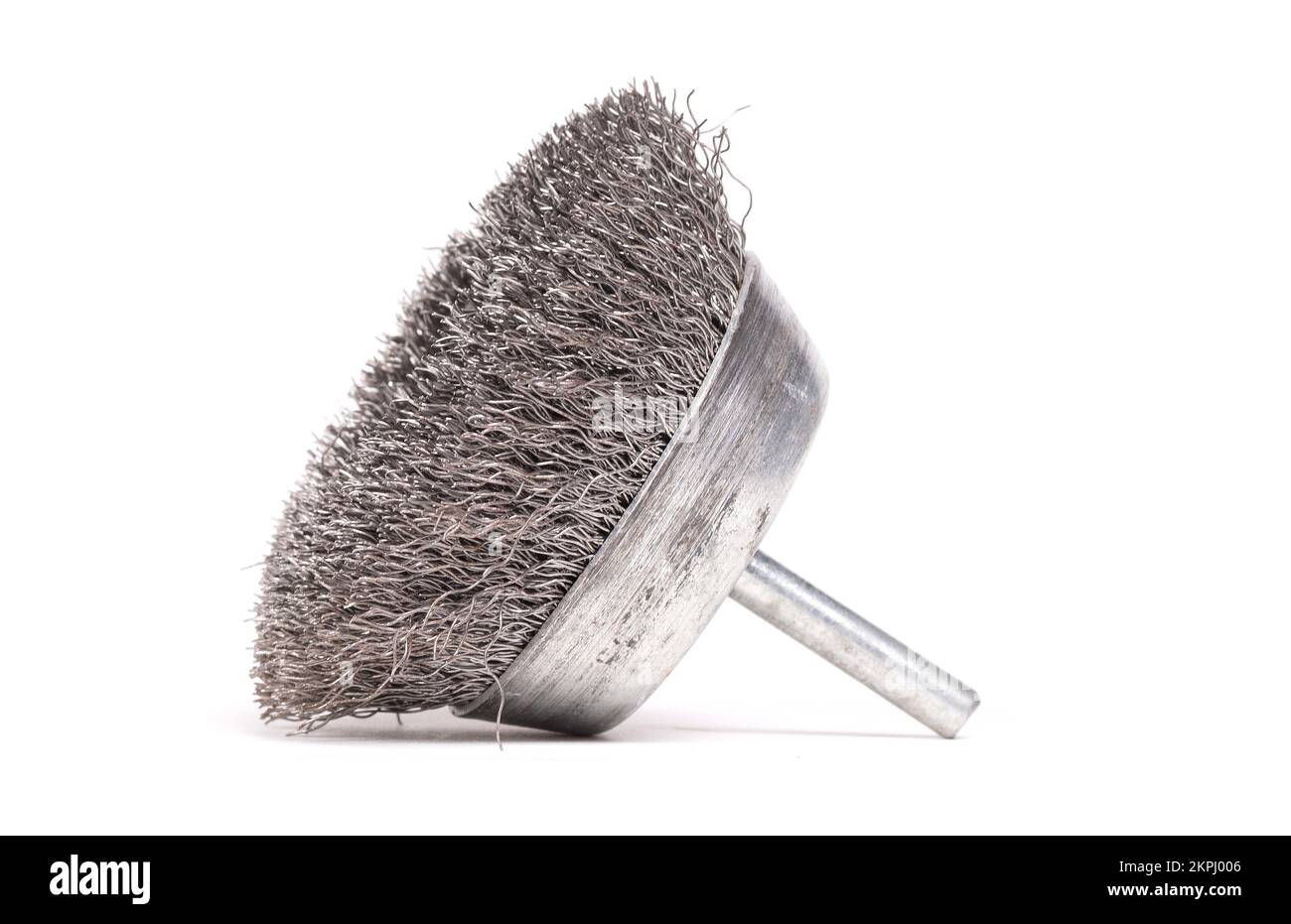 Steel brush for drill clean off old metal sheet with rust, isolated ...