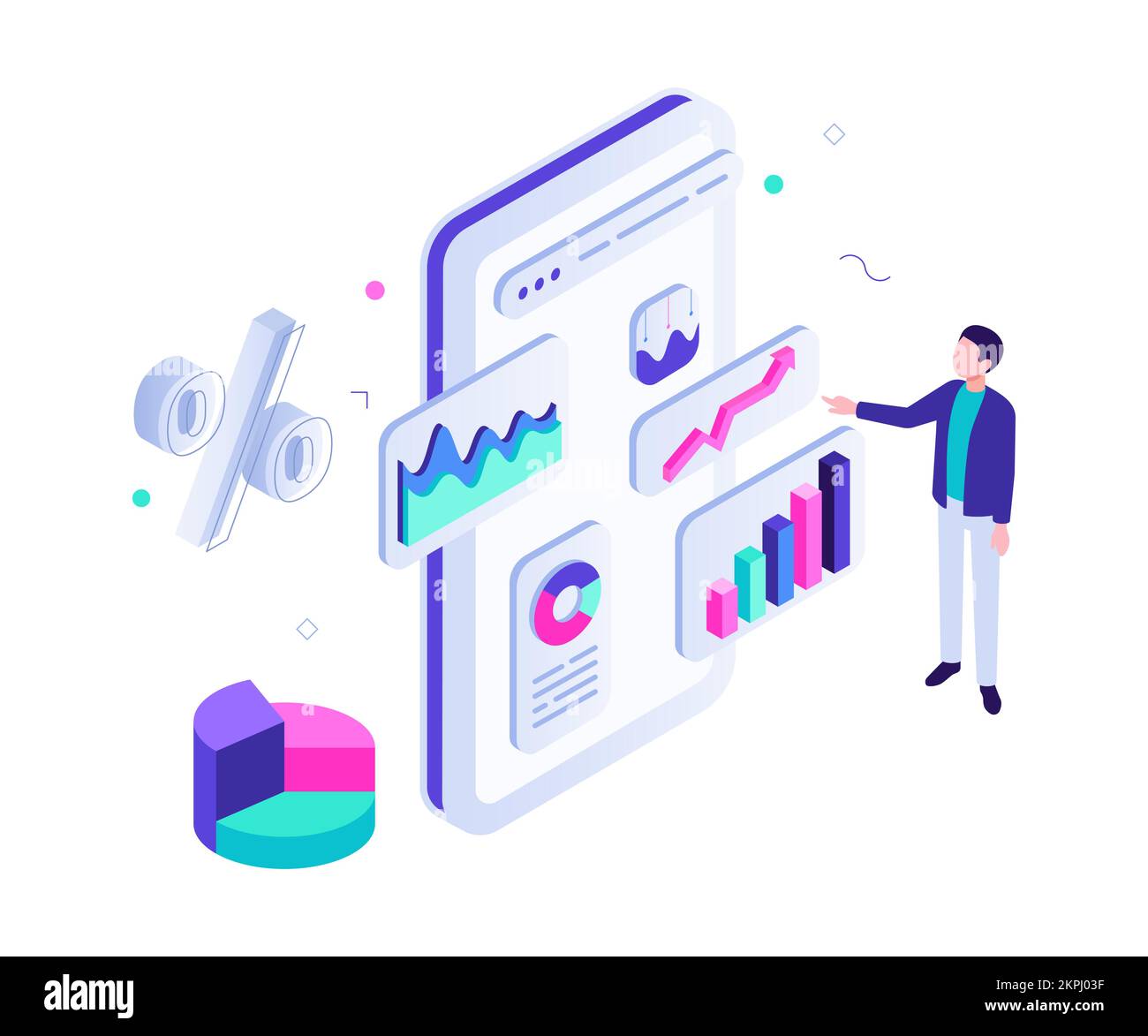 3d man business charts Stock Vector Images - Alamy