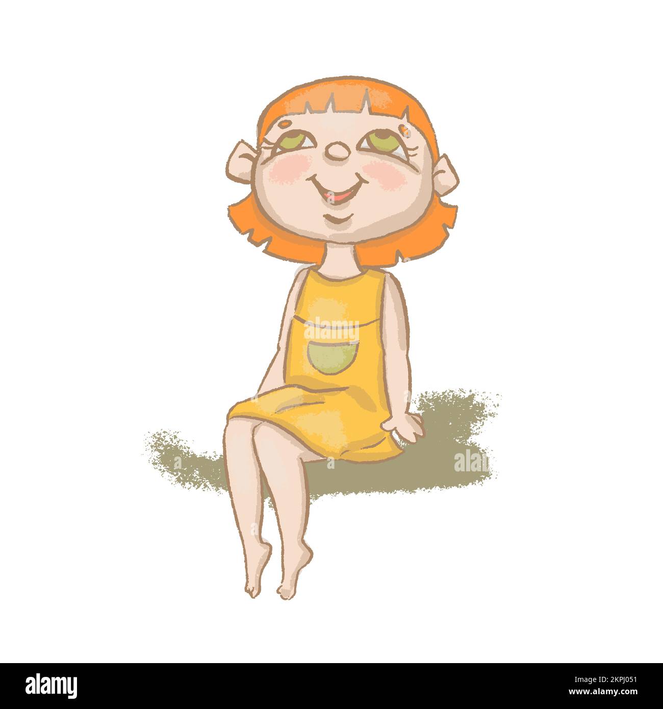 SITTING GIRL Smiles And Dreams Of Happiness Joy Rest At Nature Picnic ...