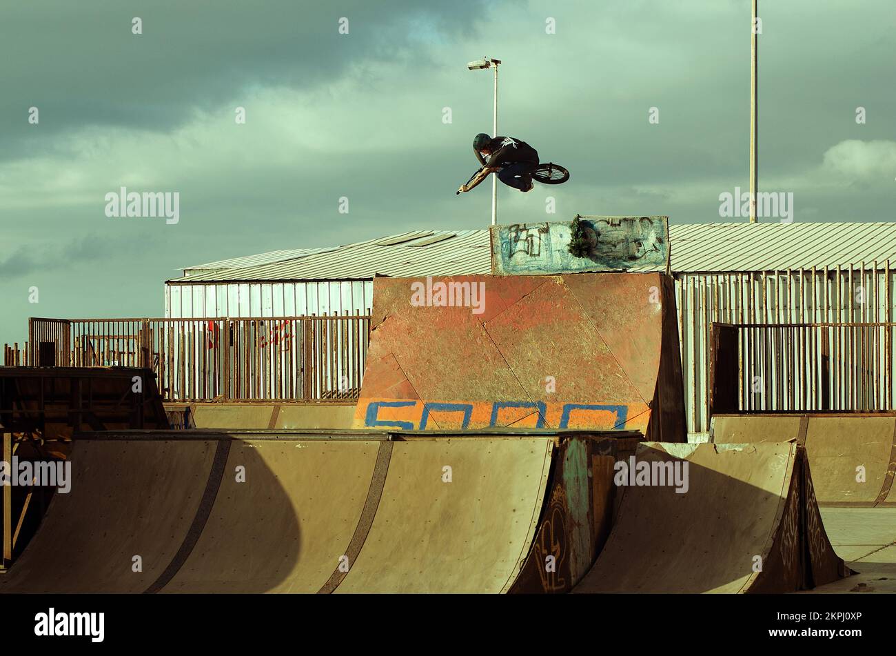 bmx biker doing a table top in a ramp Stock Photo - Alamy