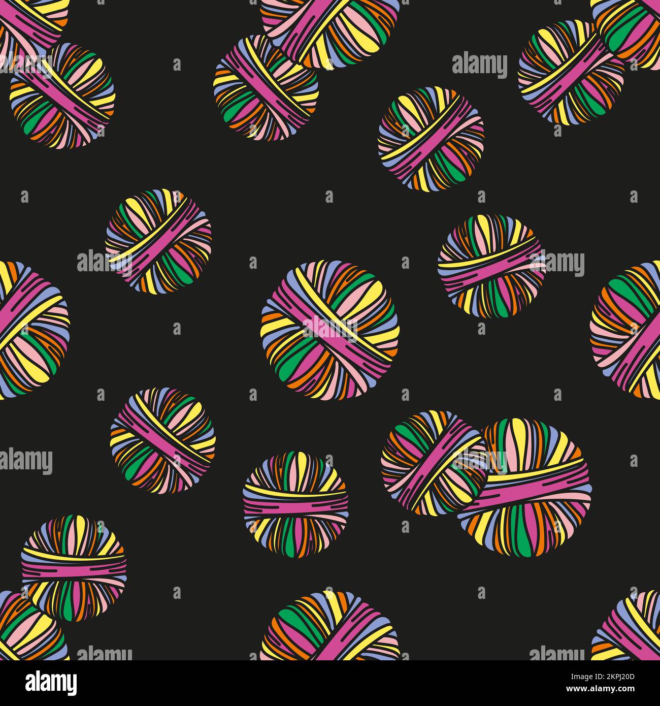 WOOL BALL Magic Knitting Multicolored Yarns In Balls On A Black ...