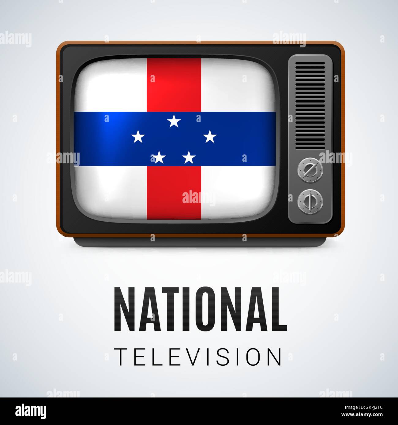 Vintage TV and Flag of Netherlands Antilles as Symbol National ...