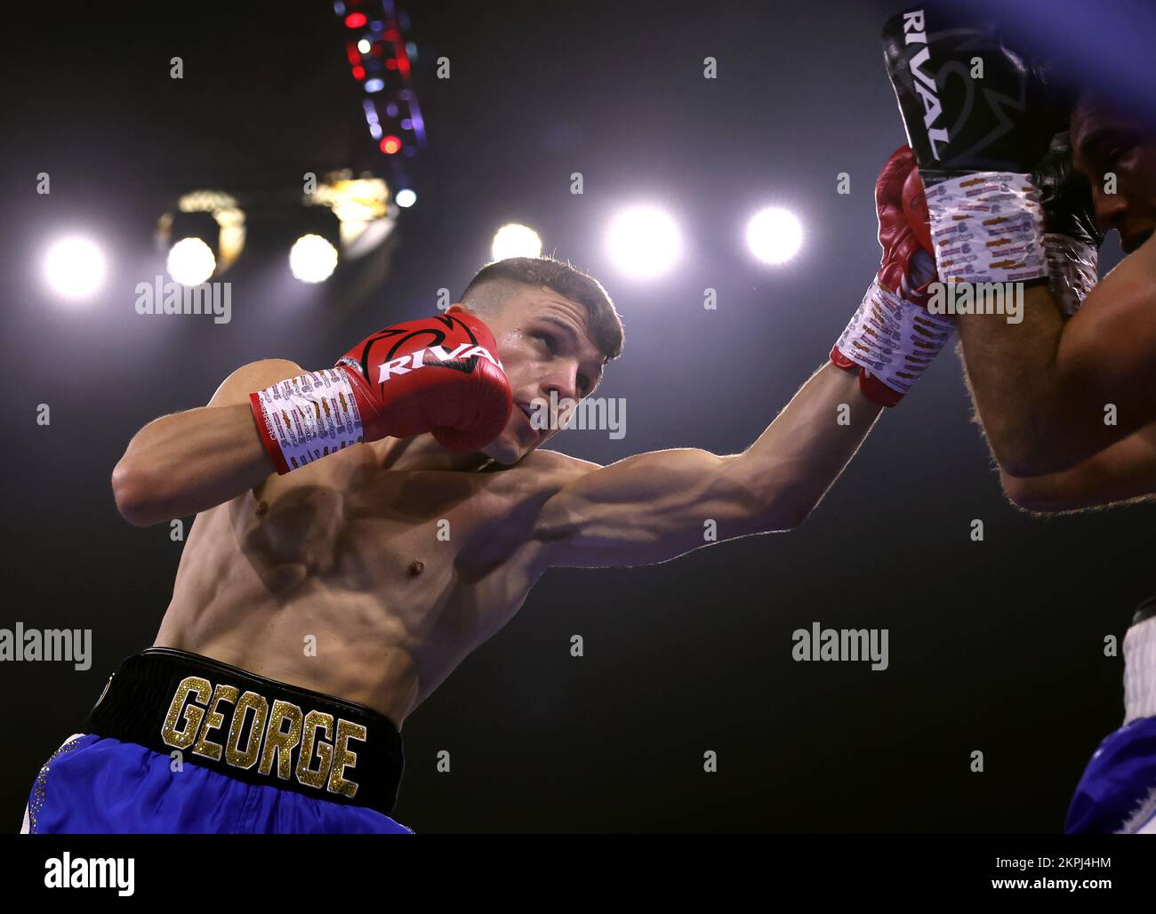 George Liddard in action against Nikola Matic in the the middle weight ...