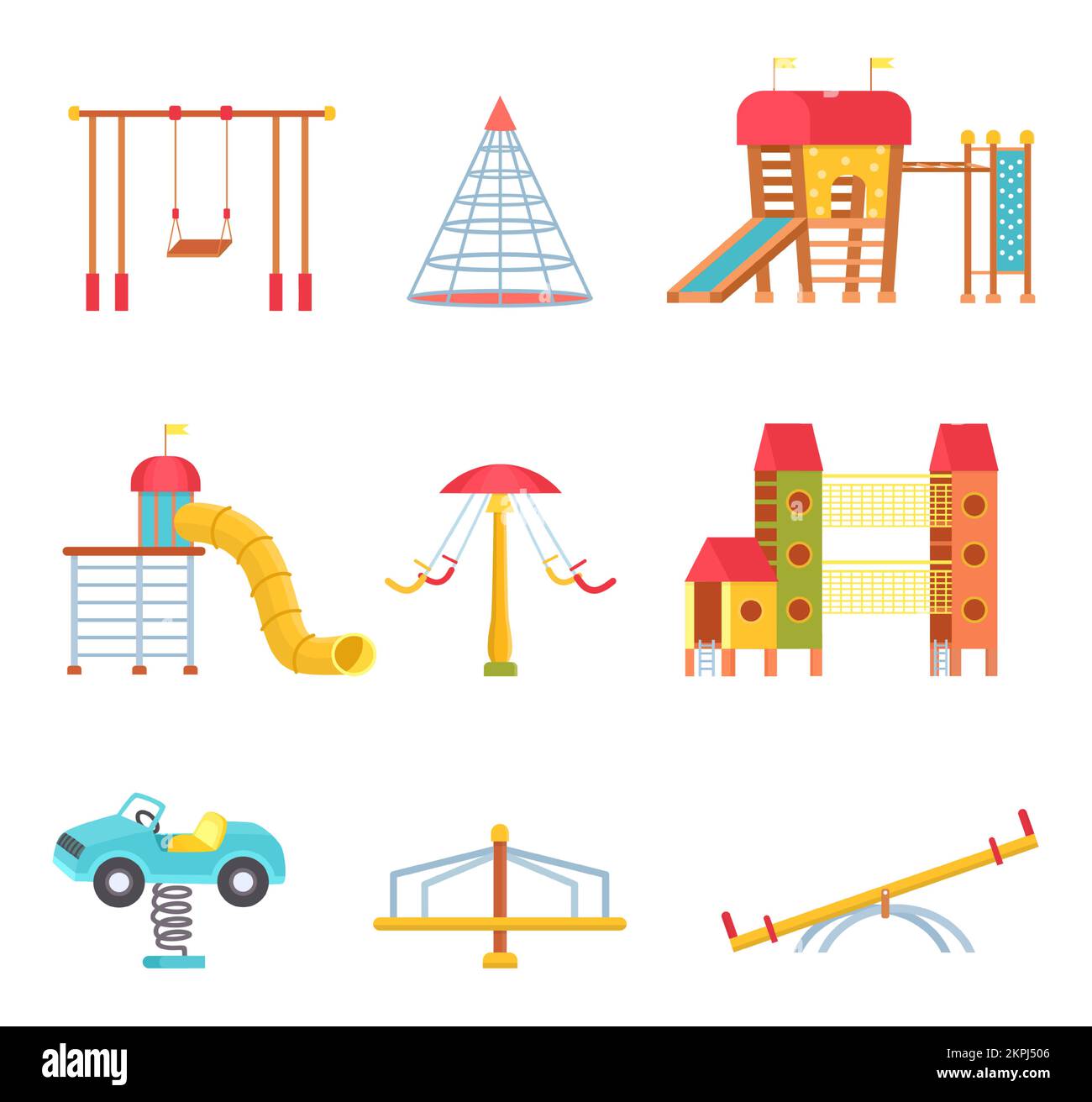 Playground equipment for kids, park for entertainment. Slide, season ...