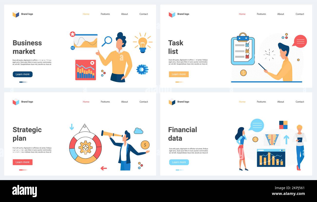 Business research of market strategy, financial data and list with task plan set vector ...