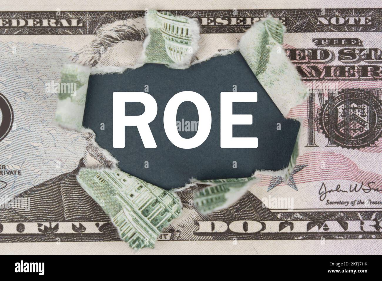 Business and finance concept. The dollar is torn in the center. In the ...