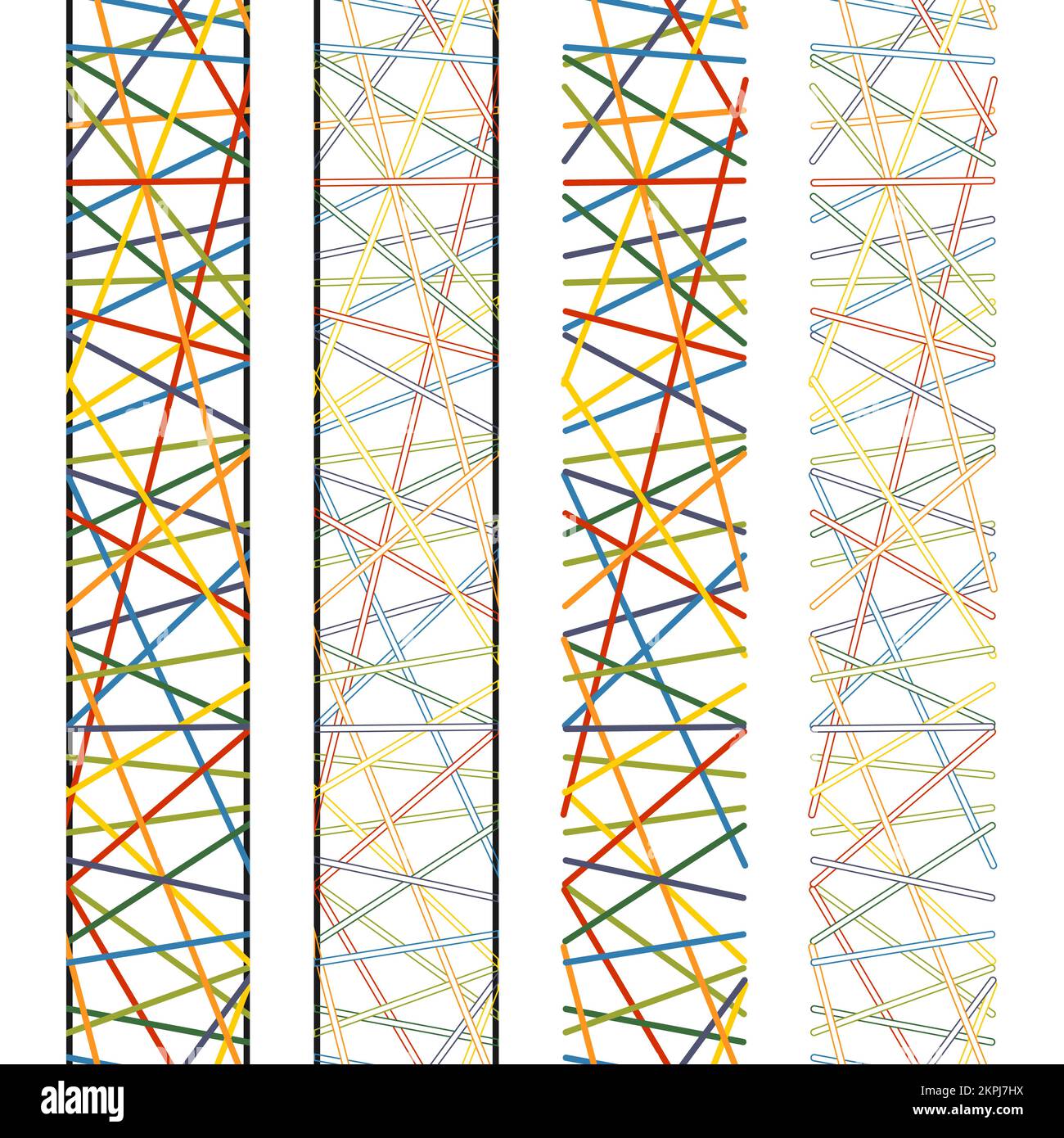 Set of vertical seamless patterns of stripes, ribbons, threads. Color ...