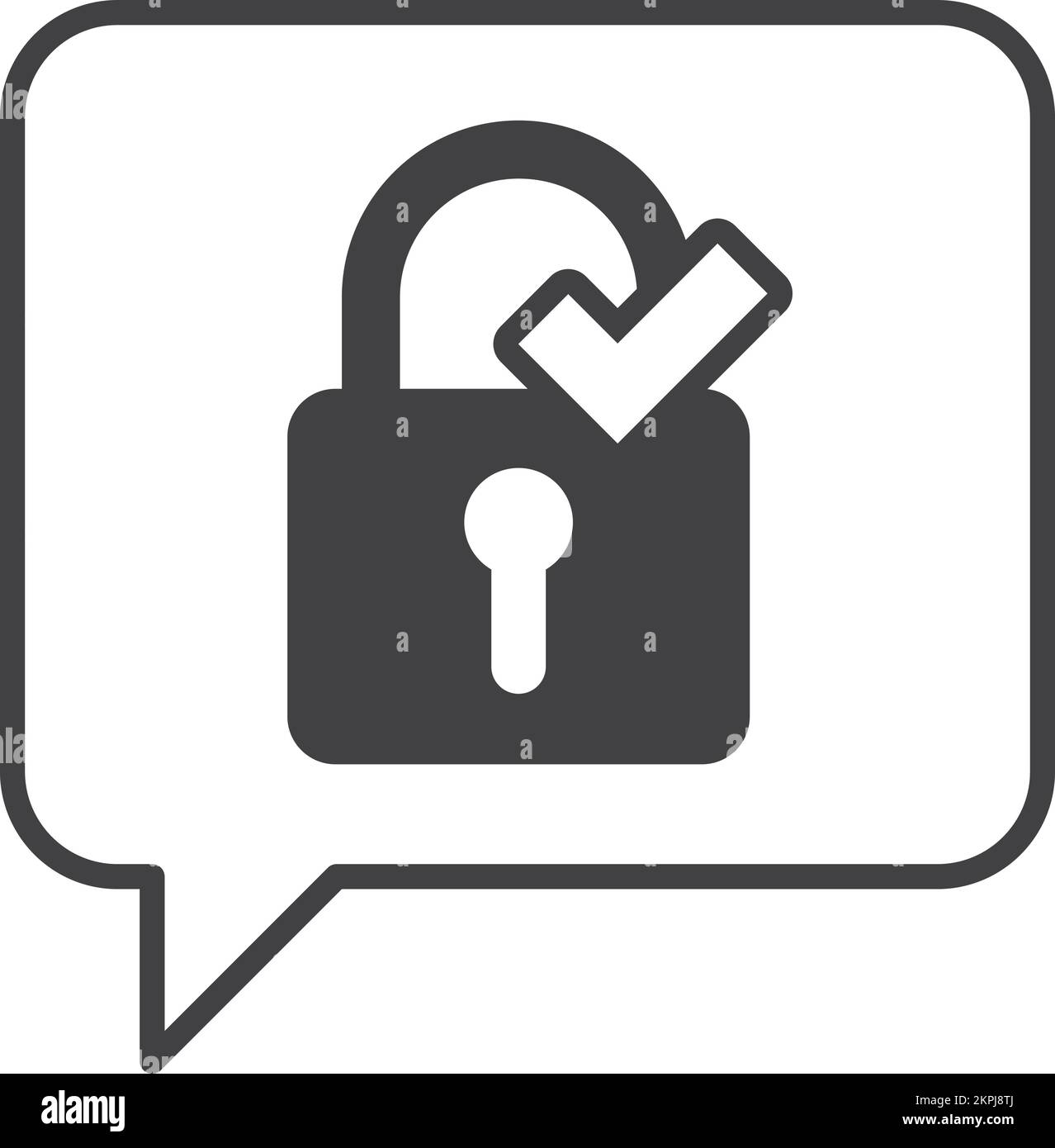Text box with padlock and check mark illustration in minimal style ...