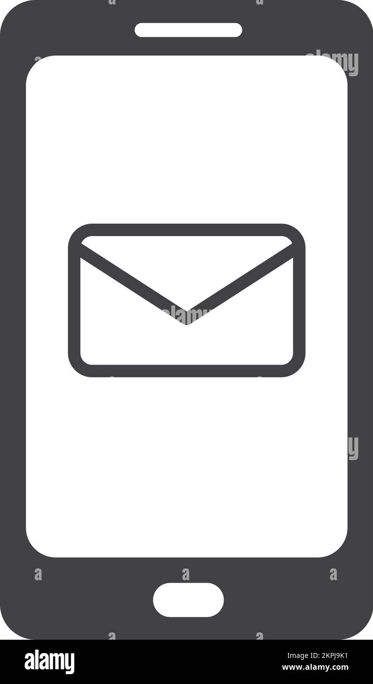 Smartphone with email messages illustration in minimal style isolated ...
