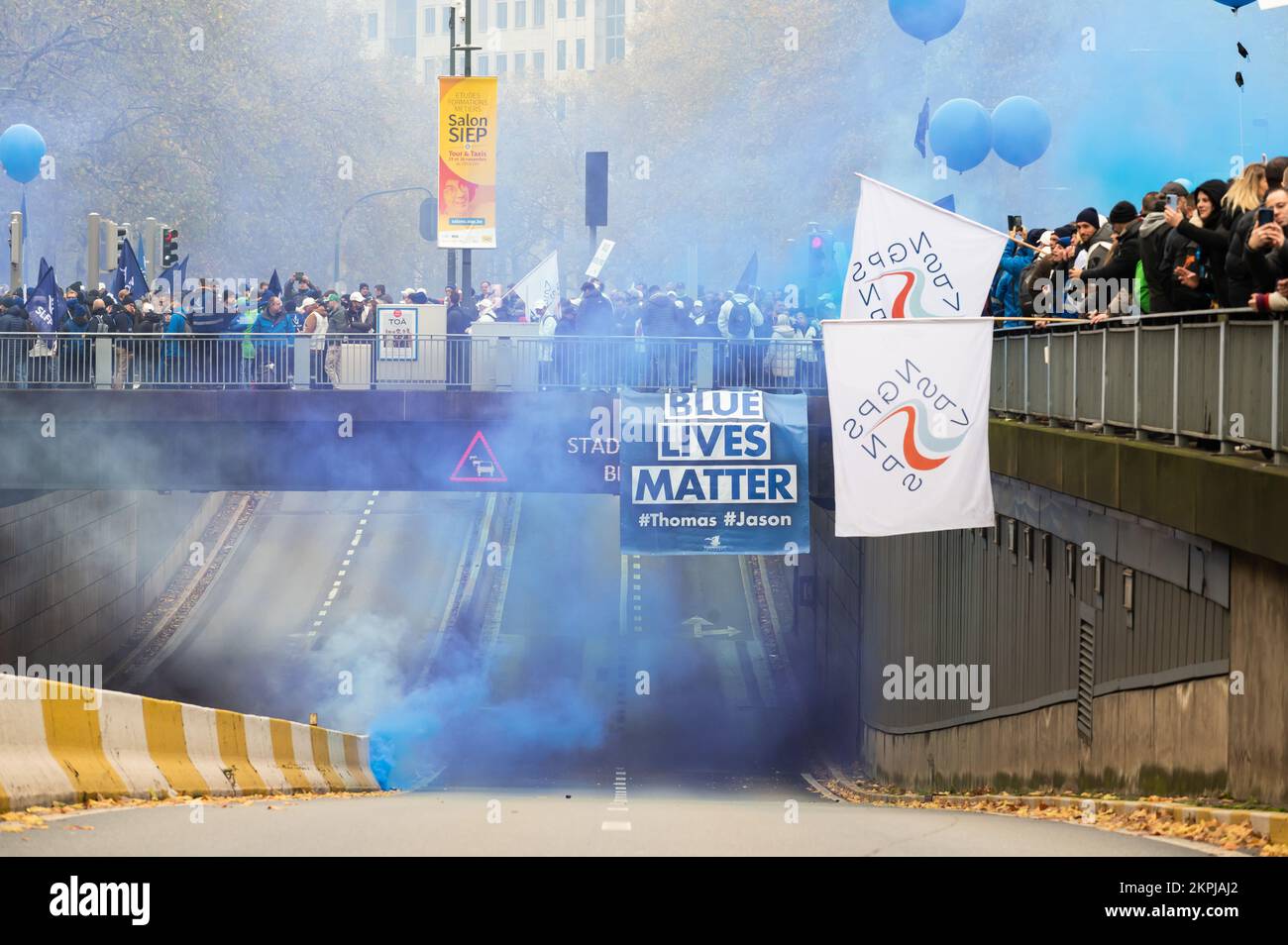 Brussels Capital Region, Belgium - 11 28 2022 - Police demonstrates ...