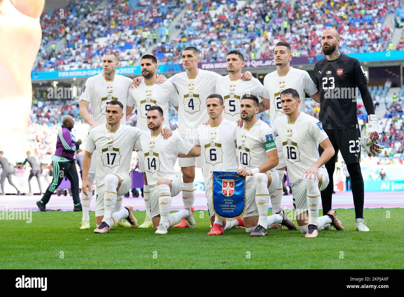 Al Wakrah, Qatar. 28th Nov, 2022. Serbia team group line-up (SRB ...