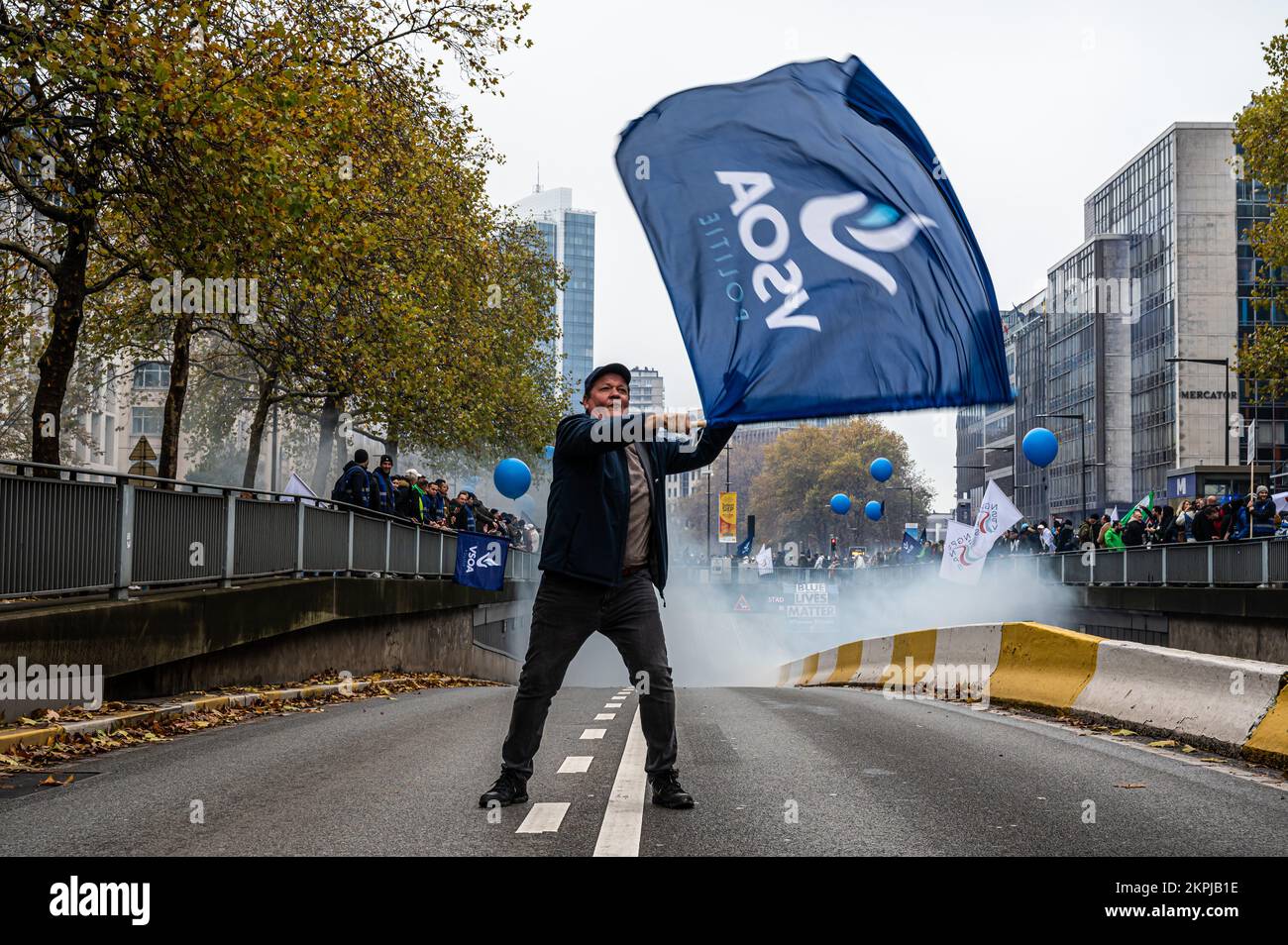 Brussels Capital Region, Belgium - 11 28 2022 - Police demonstrates ...