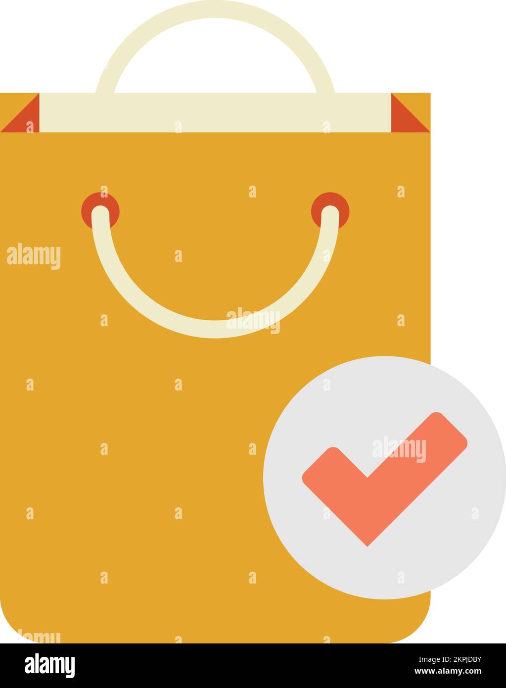 shopping bag and check mark illustration in minimal style isolated on ...