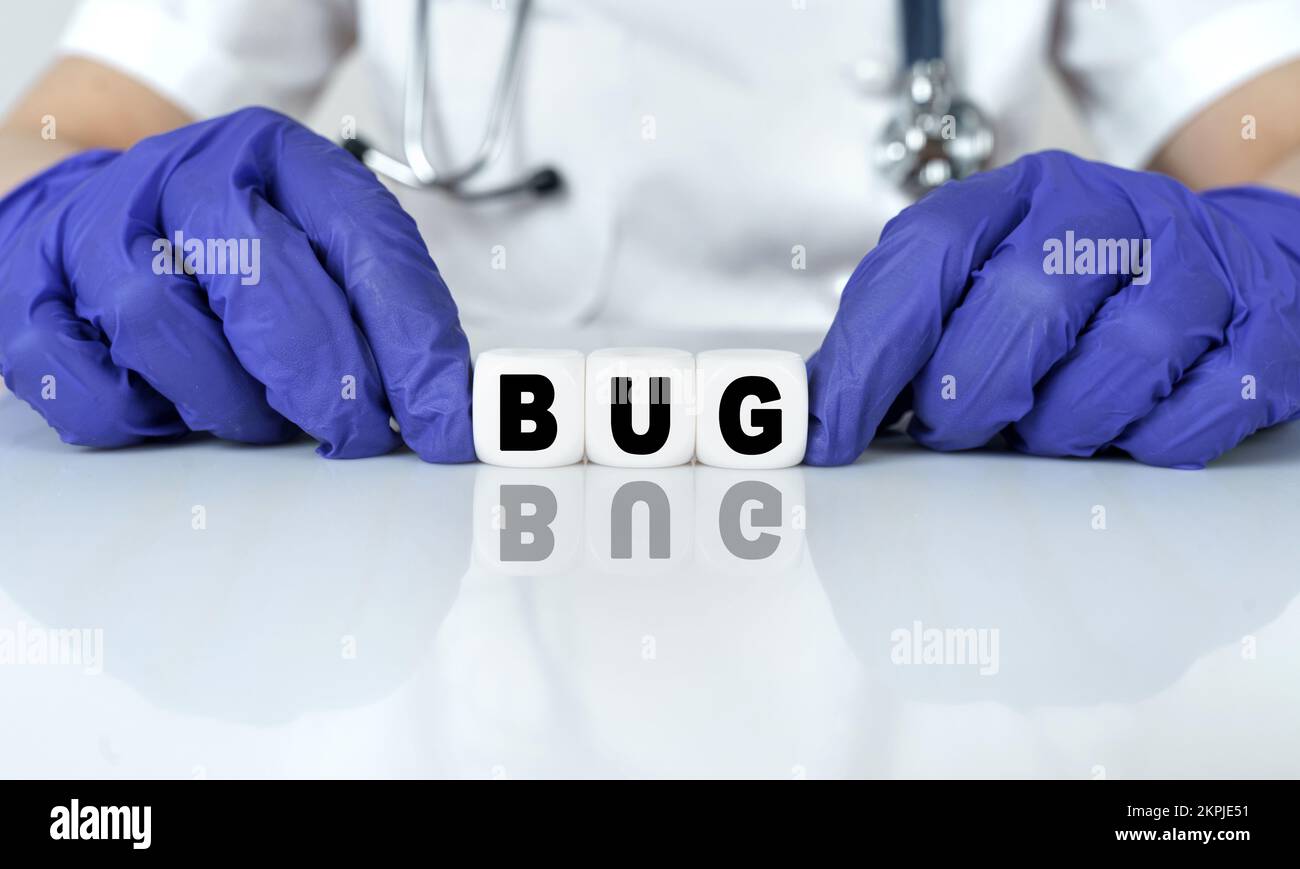 Medicine and health concept. The doctor put together a word from cubes ...