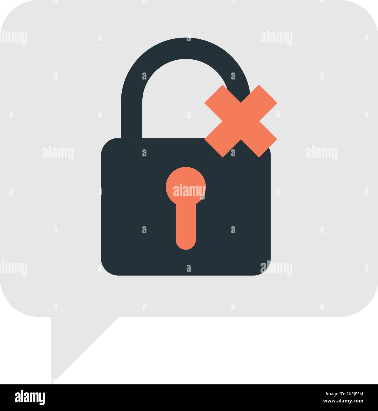 Text box with padlock and wrong sign illustration in minimal style ...