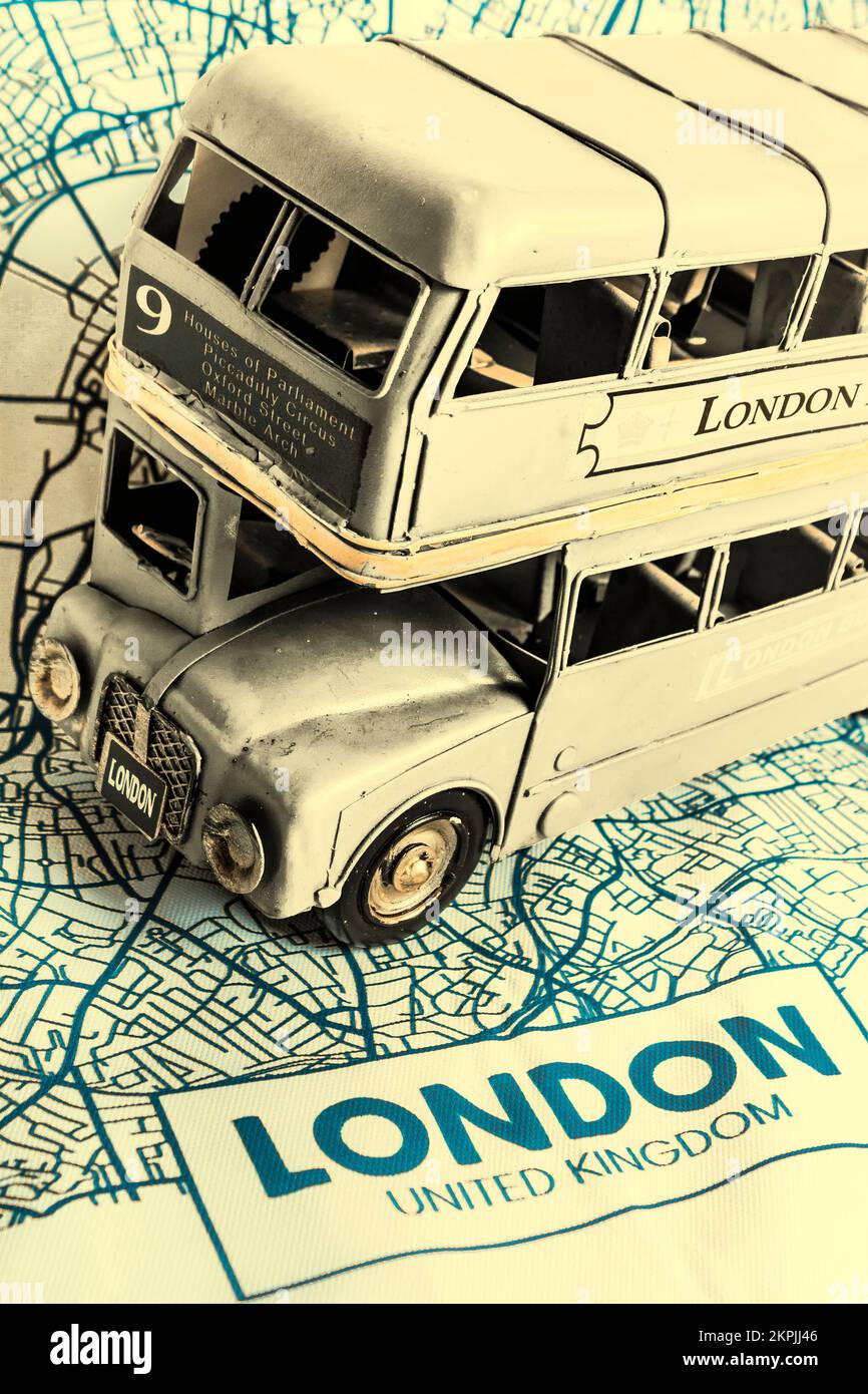 Antique london bus map hi-res stock photography and images - Alamy