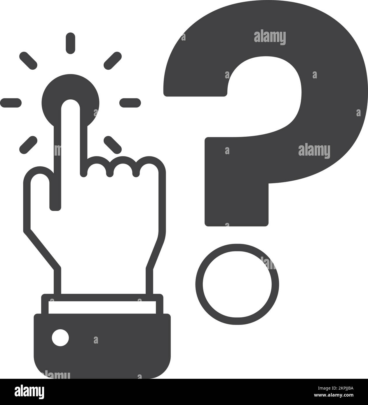 finger and question mark illustration in minimal style isolated on ...