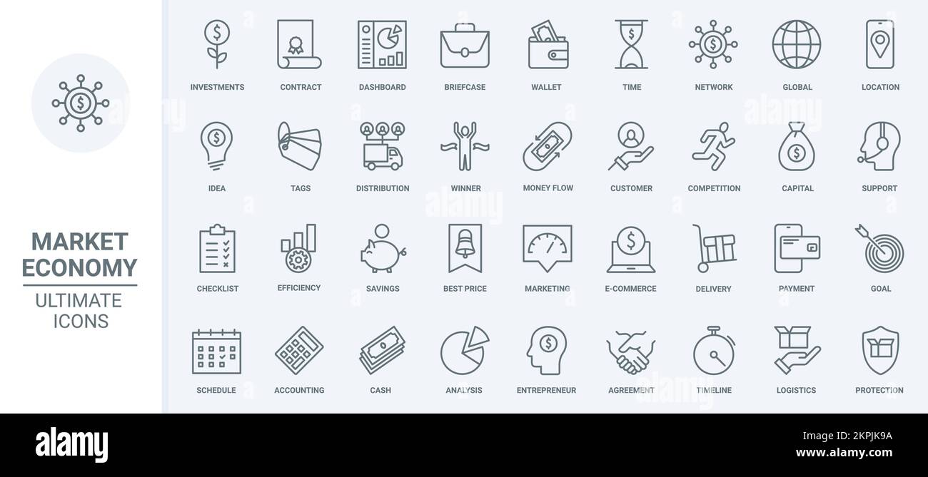 Finance and budget, economy, financial investment and savings thin line ...