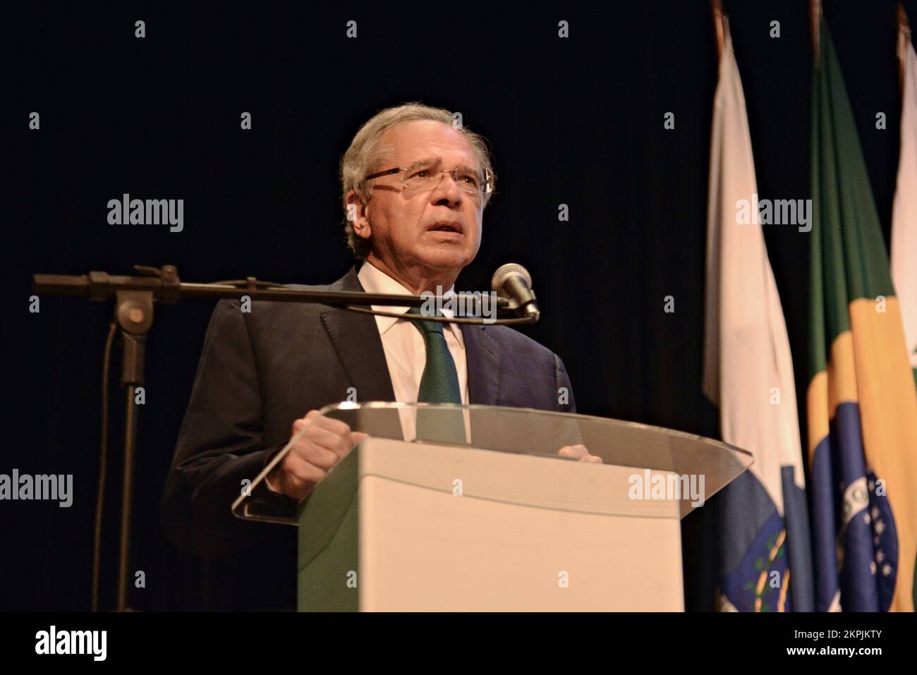 Brazilian Minister of Economy, Paulo Guedes, during the Obliteration ...