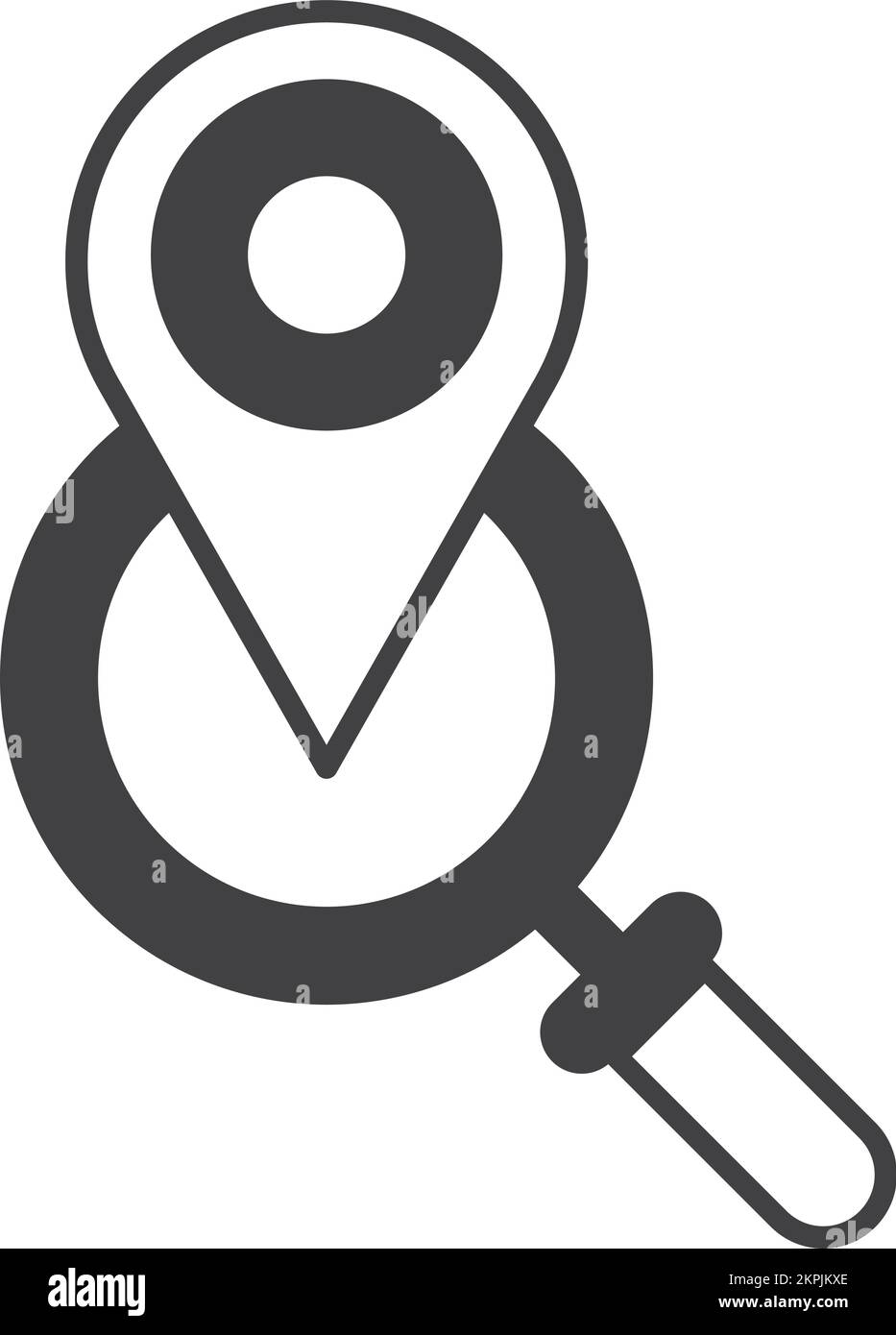 Magnifying glass and location pin illustration in minimal style ...