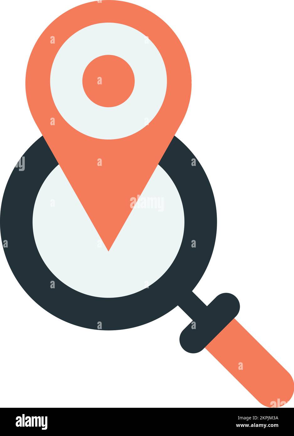 Magnifying glass and location pin illustration in minimal style ...