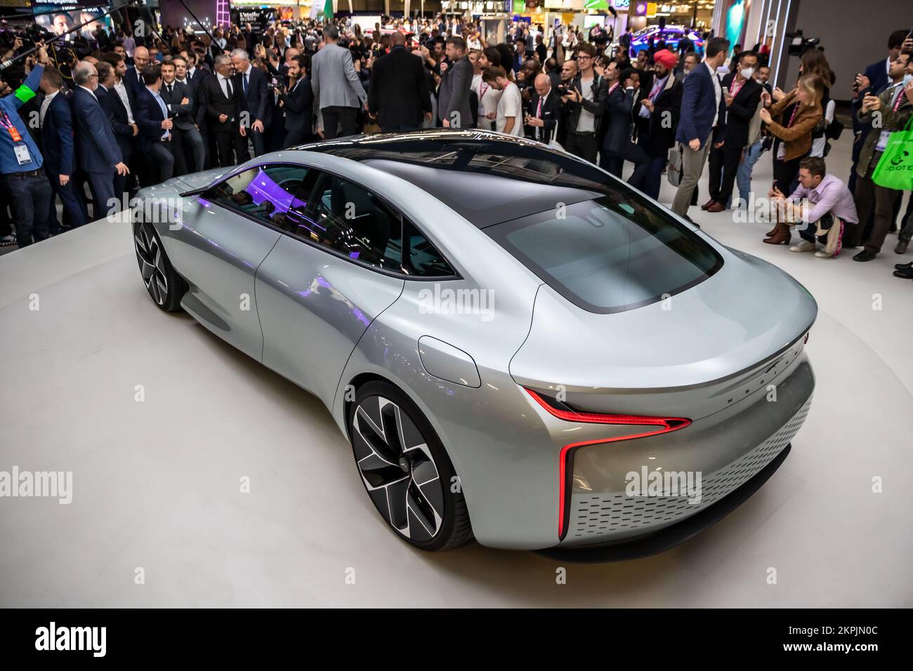 President of France Emmanuel Macron visiting the Hopium Machina ...