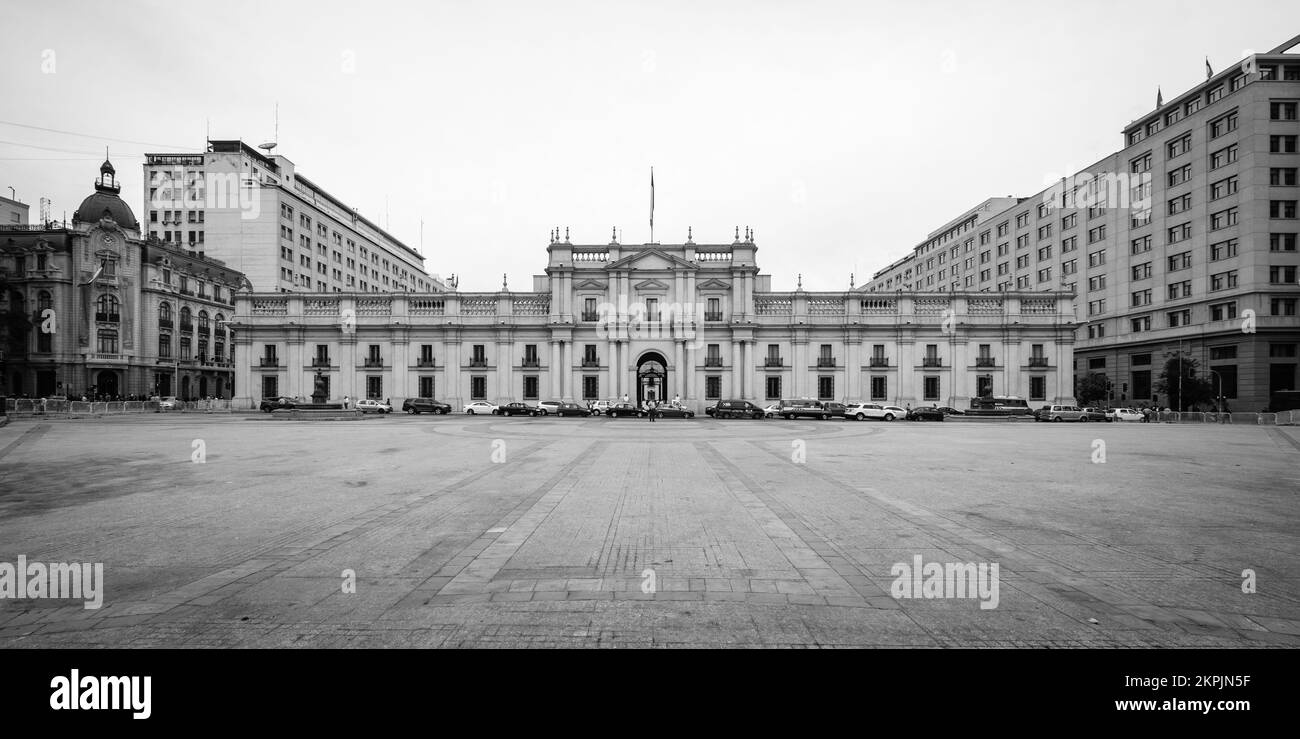 Panorama of Palacio de la Moneda (La Moneda Palace) in Downtown ...