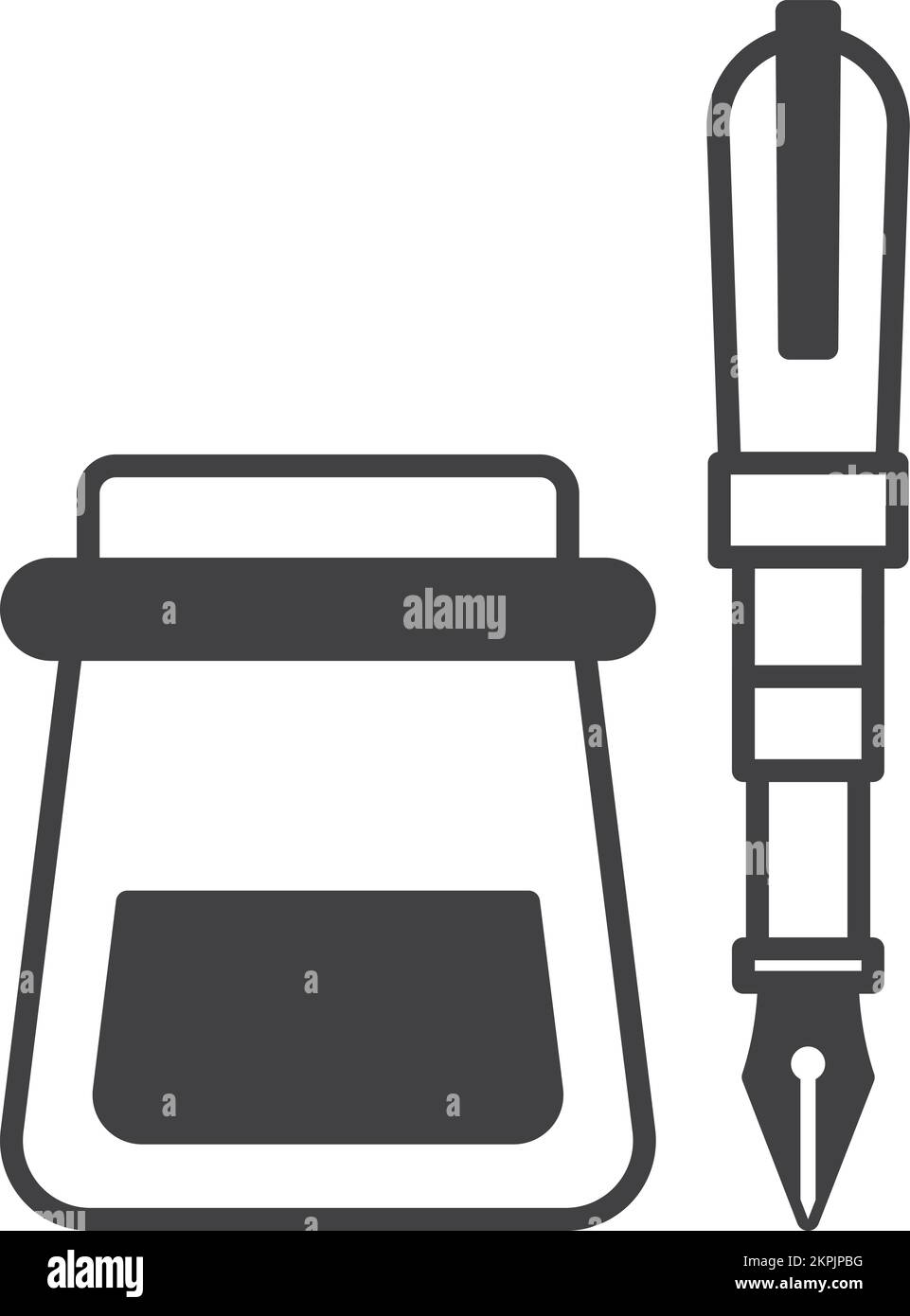 pen and ink bottle illustration in minimal style isolated on background ...