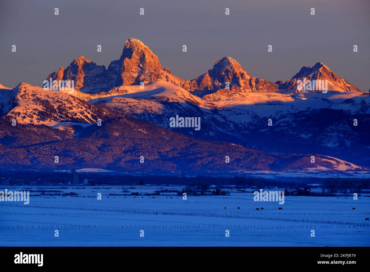 Tetons Tetons Mountain Range in Winter with snow and trees and ...