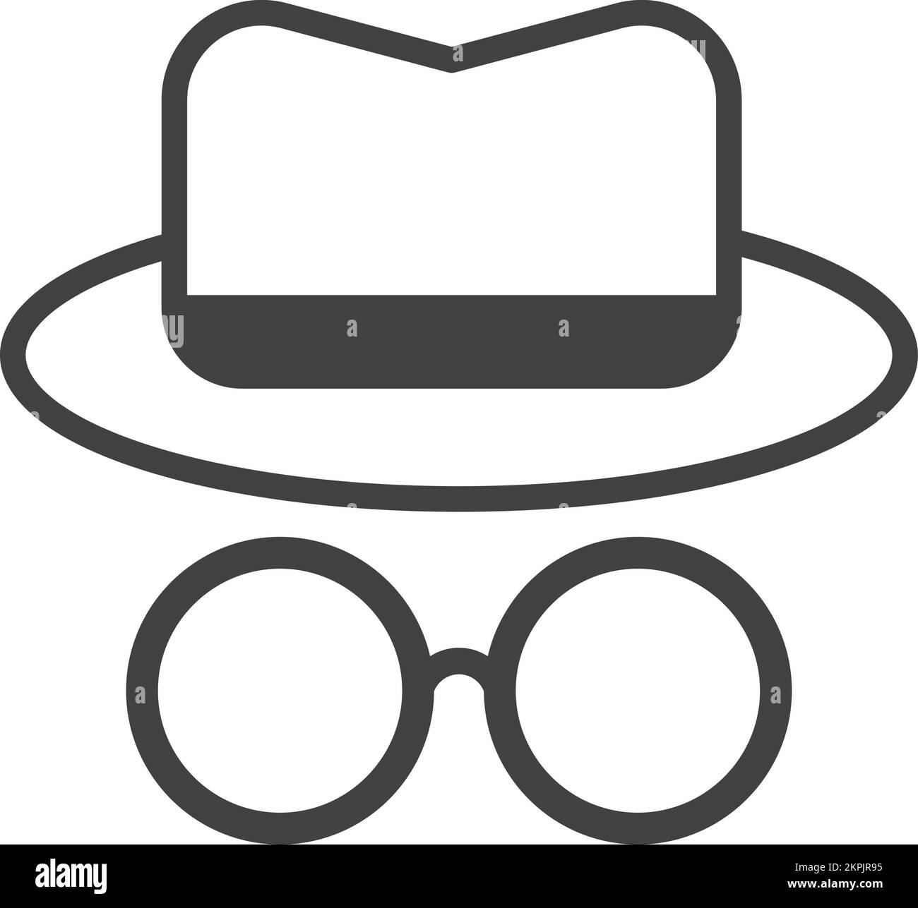 Round glasses and top hat illustration in minimal style isolated on ...