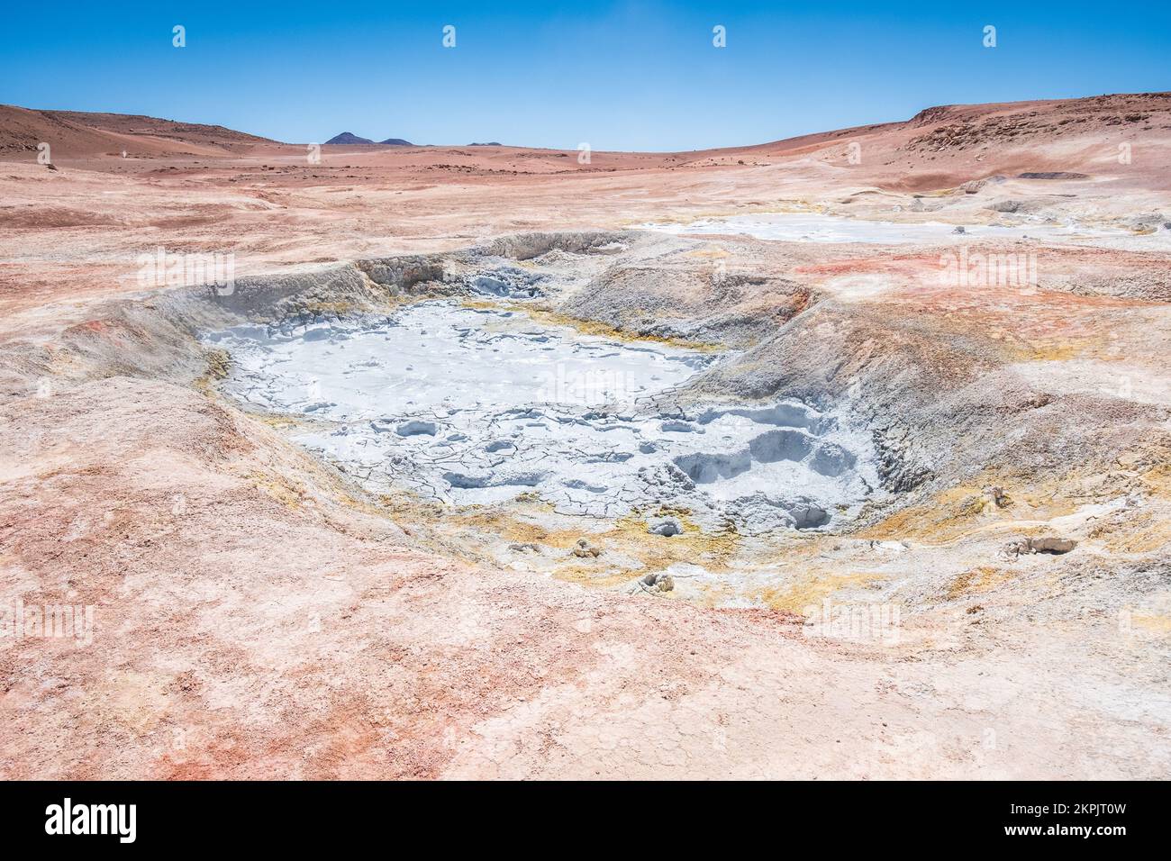 Volcanic mud pool in Sol de Mañana (Morning Sun) Geothermal Area in ...