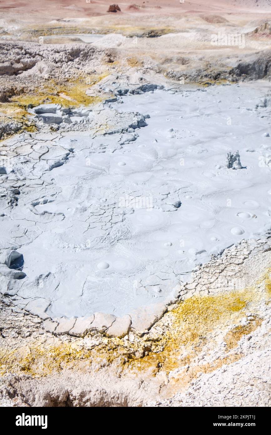 Volcanic mud pool in Sol de Mañana (Morning Sun) Geothermal Area in ...
