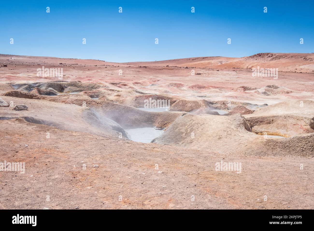 Boiling mud pools in Sol de Mañana (Morning Sun) Geothermal Area in ...