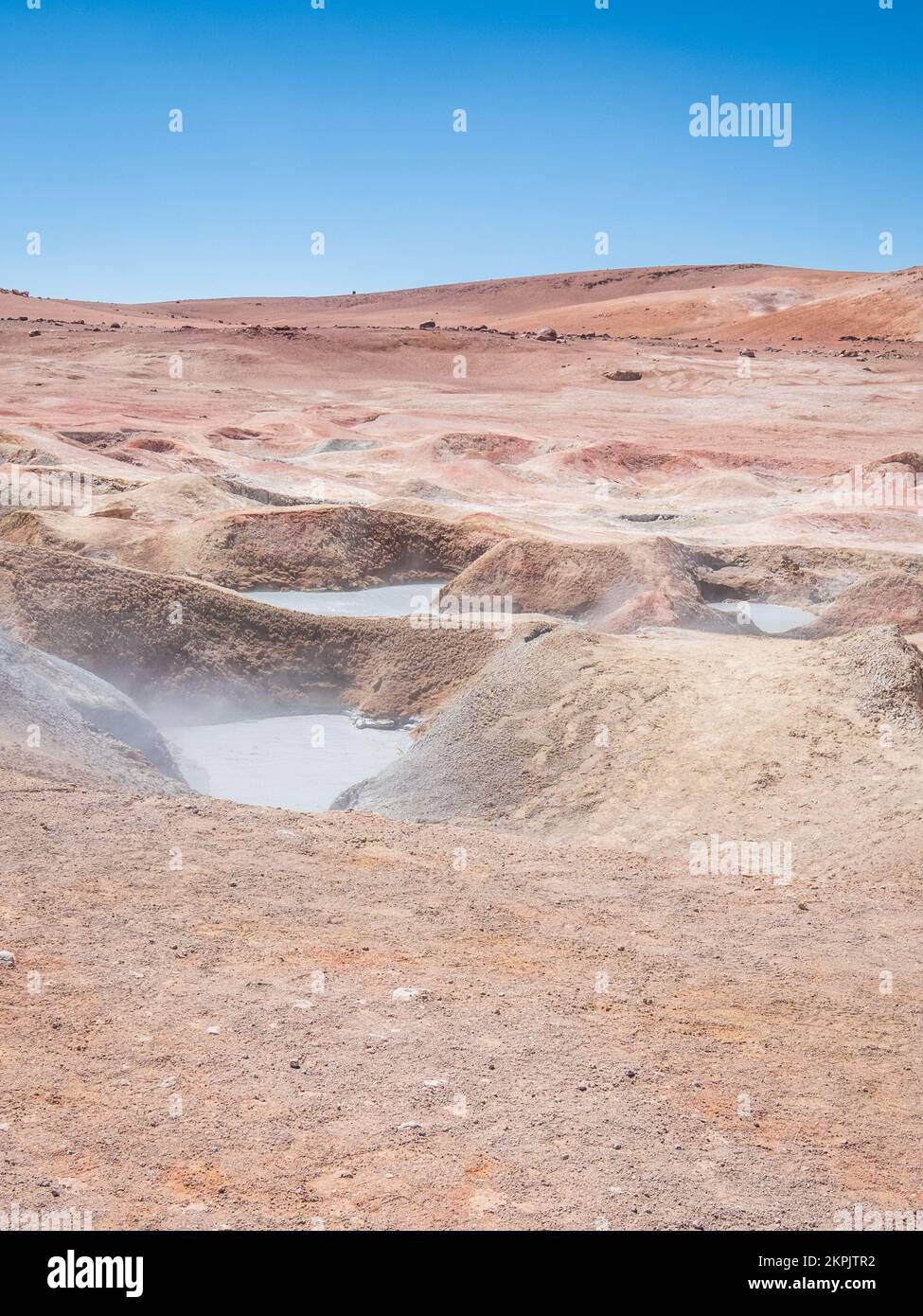 Boiling mud pools in Sol de Mañana (Morning Sun) Geothermal Area in ...