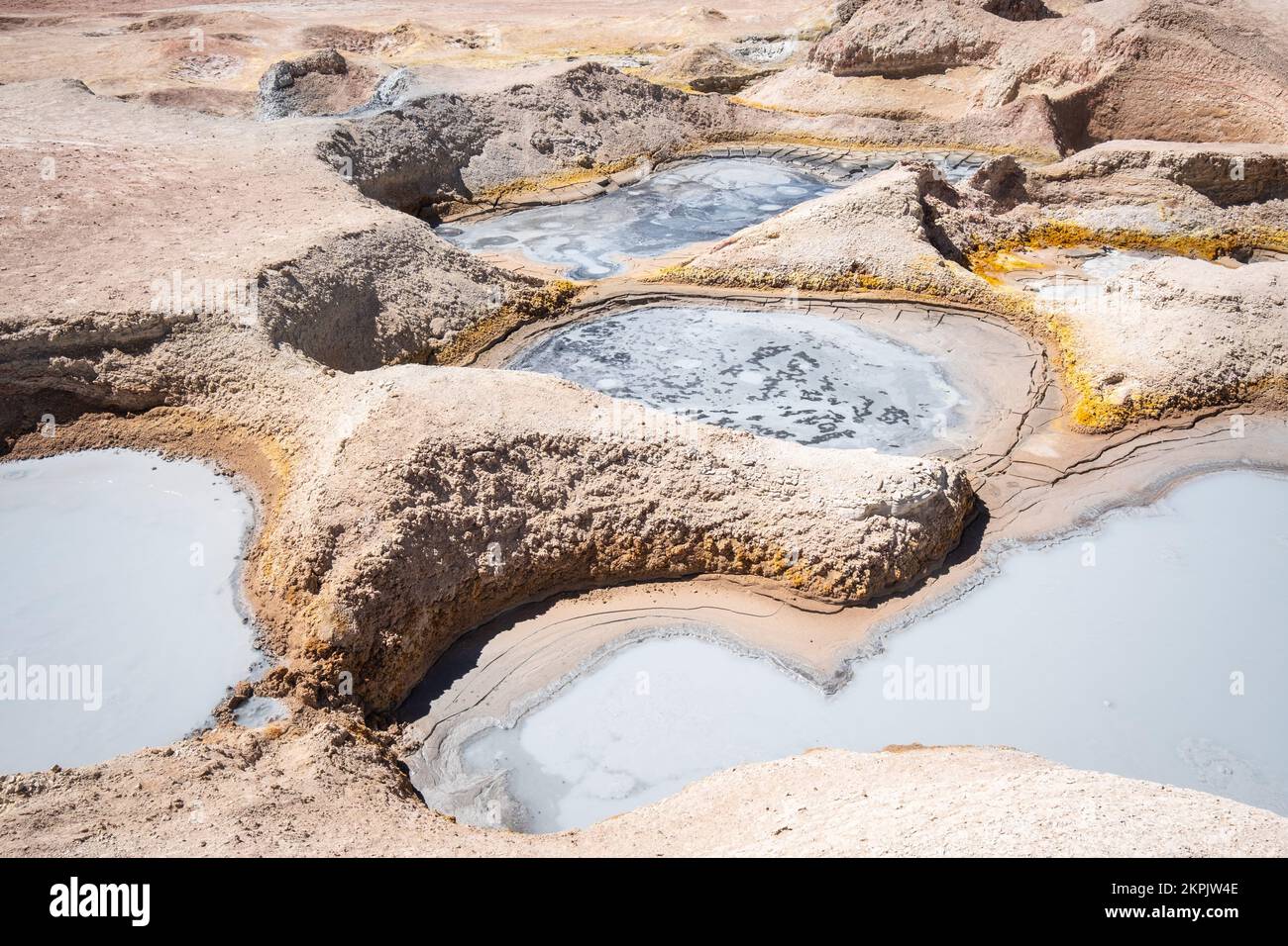 Boiling mud pools in Sol de Mañana (Morning Sun) Geothermal Area in ...
