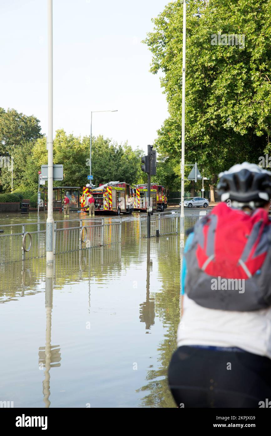 Part of Longbridge Road, East London, is seen flooded allegedly due to ...