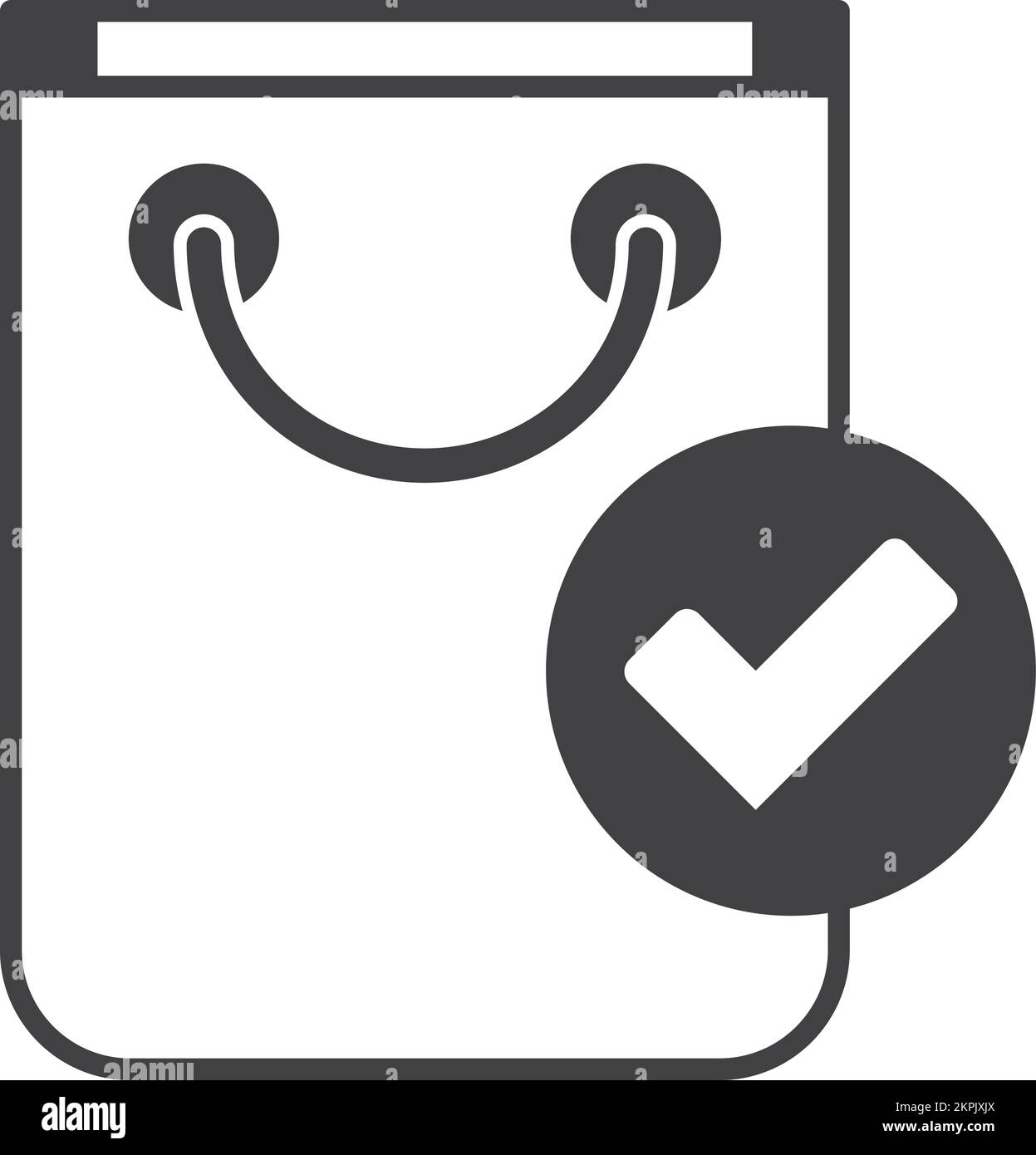 shopping bag and check mark illustration in minimal style isolated on ...