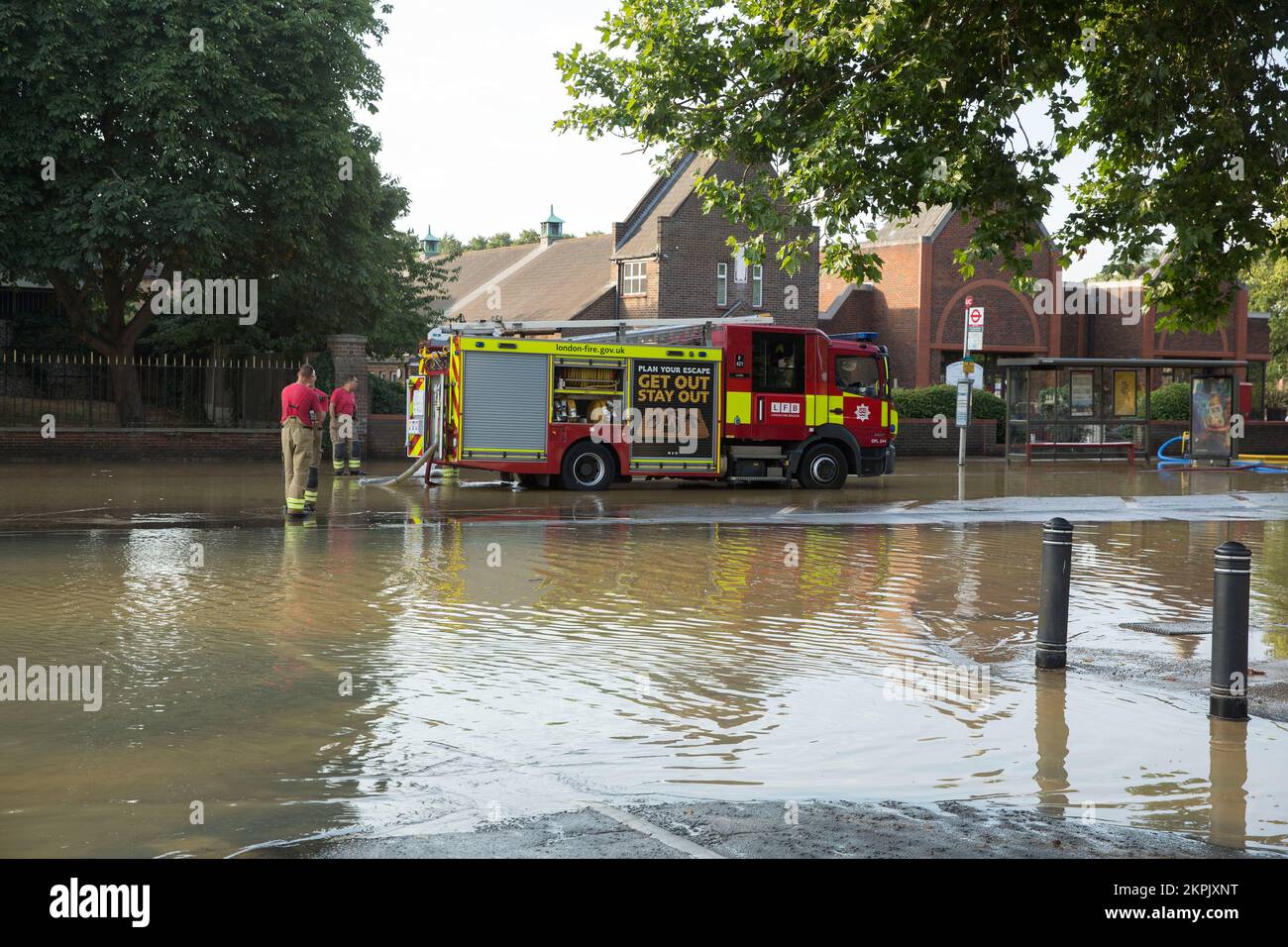 Part of Longbridge Road, East London, is seen flooded allegedly due to ...