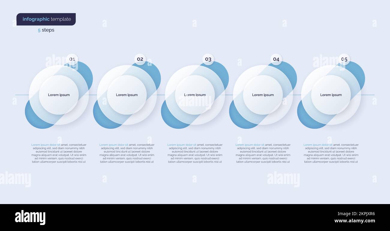 Vector gradient minimalistic infographic template composed of 5 circles ...