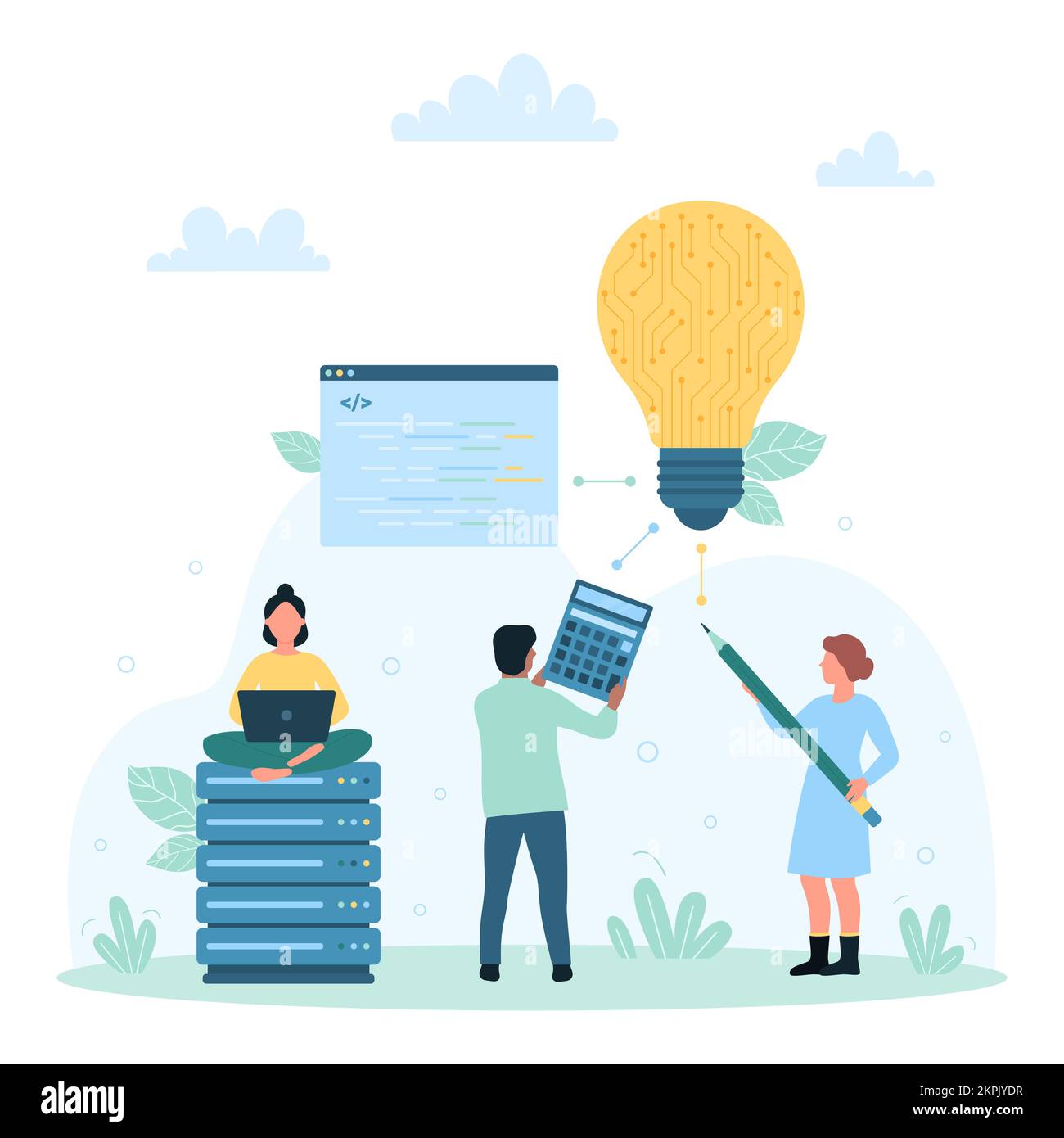 Creation of digital projects, design technology and process vector ...